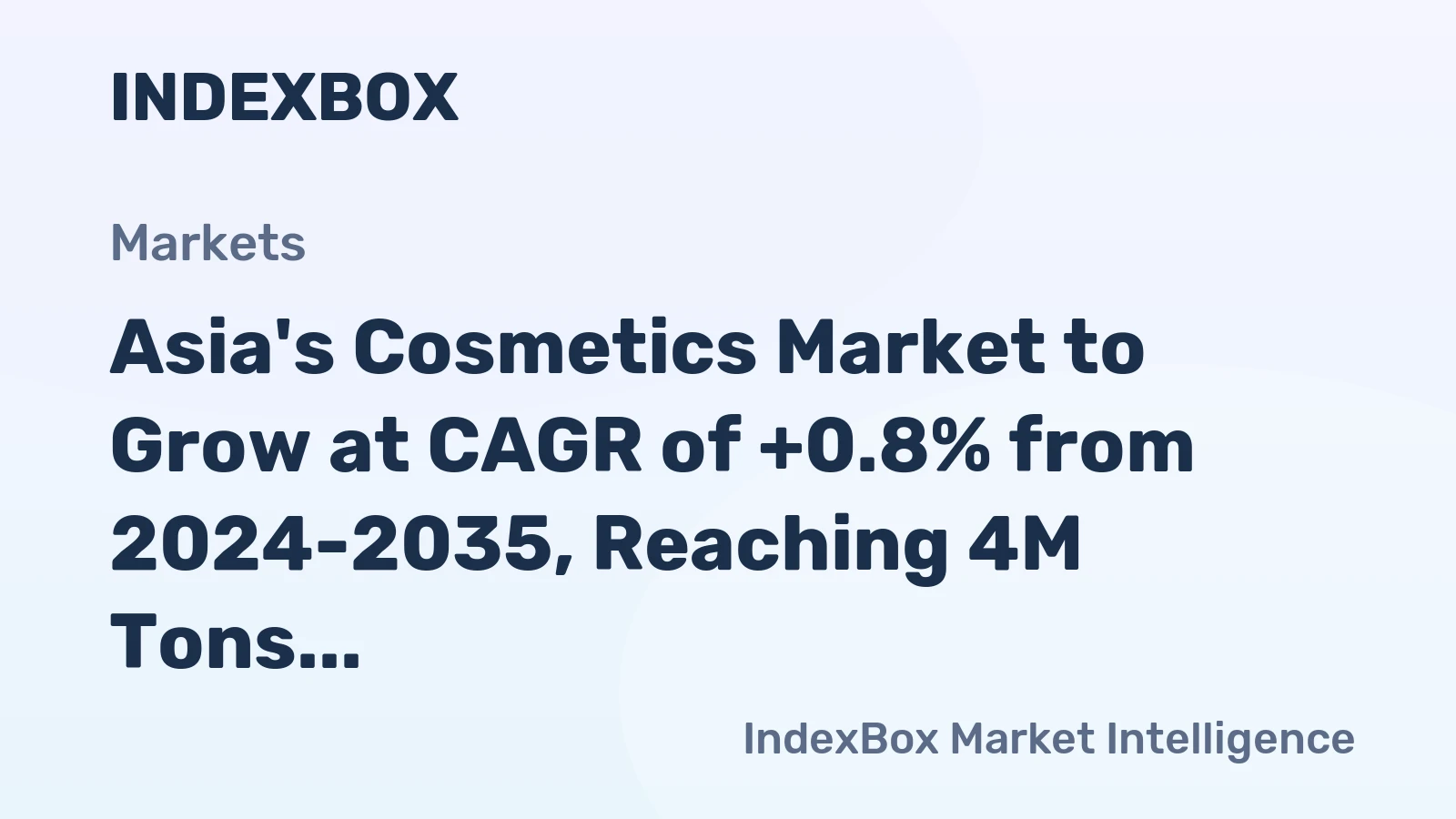 Asia's Cosmetics Market to Grow at CAGR of +0.8% from 2024-2035, Reaching 4M Tons