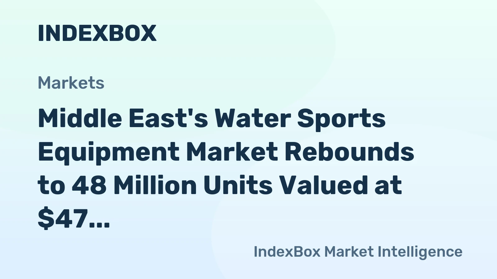 Middle East's Water Sports Equipment Market Rebounds to 48 Million Units Valued at $47 Million