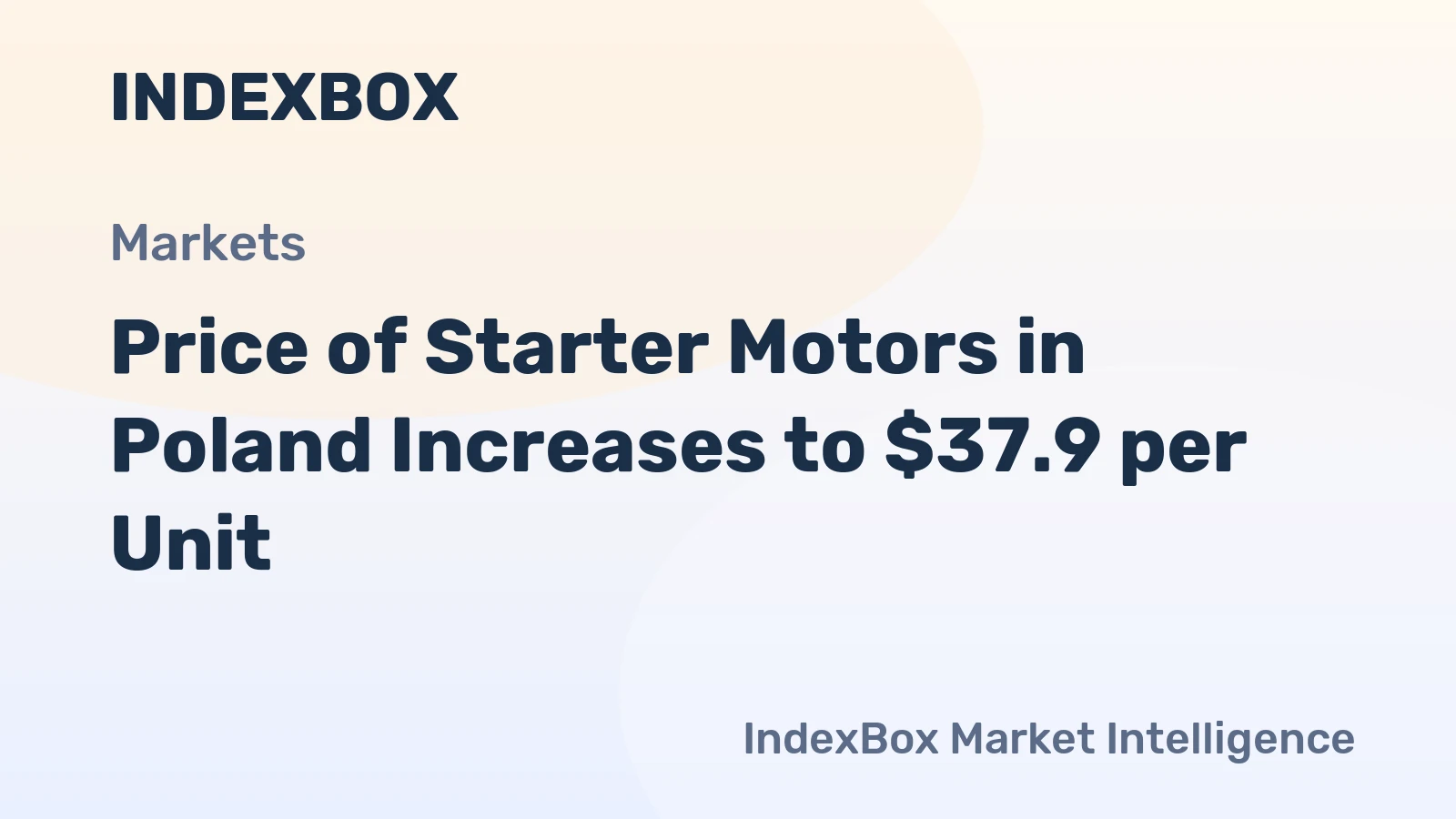 Price of Starter Motors in Poland Increases to $37.9 per Unit
