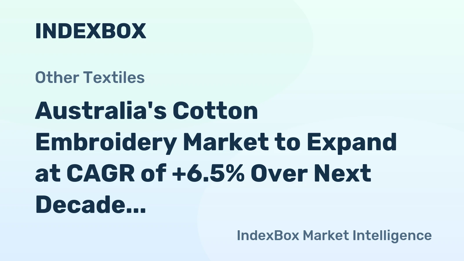 Australia's Cotton Embroidery Market to Expand at CAGR of +6.5% Over Next Decade, Reaching $33M by 2035