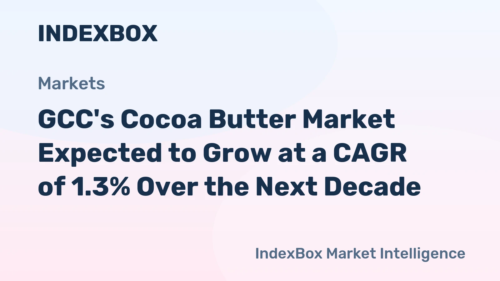 GCC's Cocoa Butter Market Expected to Grow at a CAGR of 1.3% Over the Next Decade