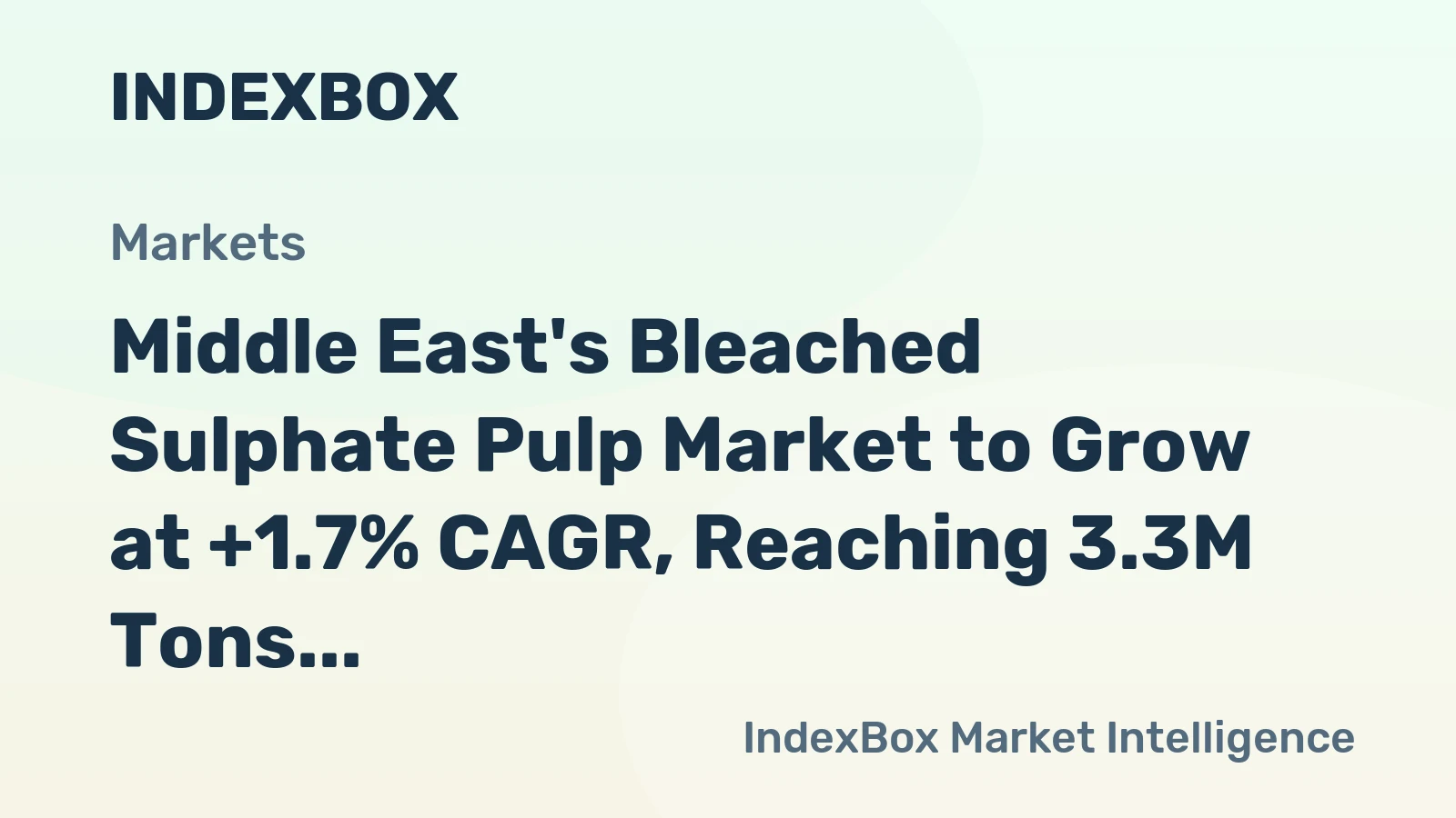 Middle East's Bleached Sulphate Pulp Market to Grow at +1.7% CAGR, Reaching 3.3M Tons by 2035
