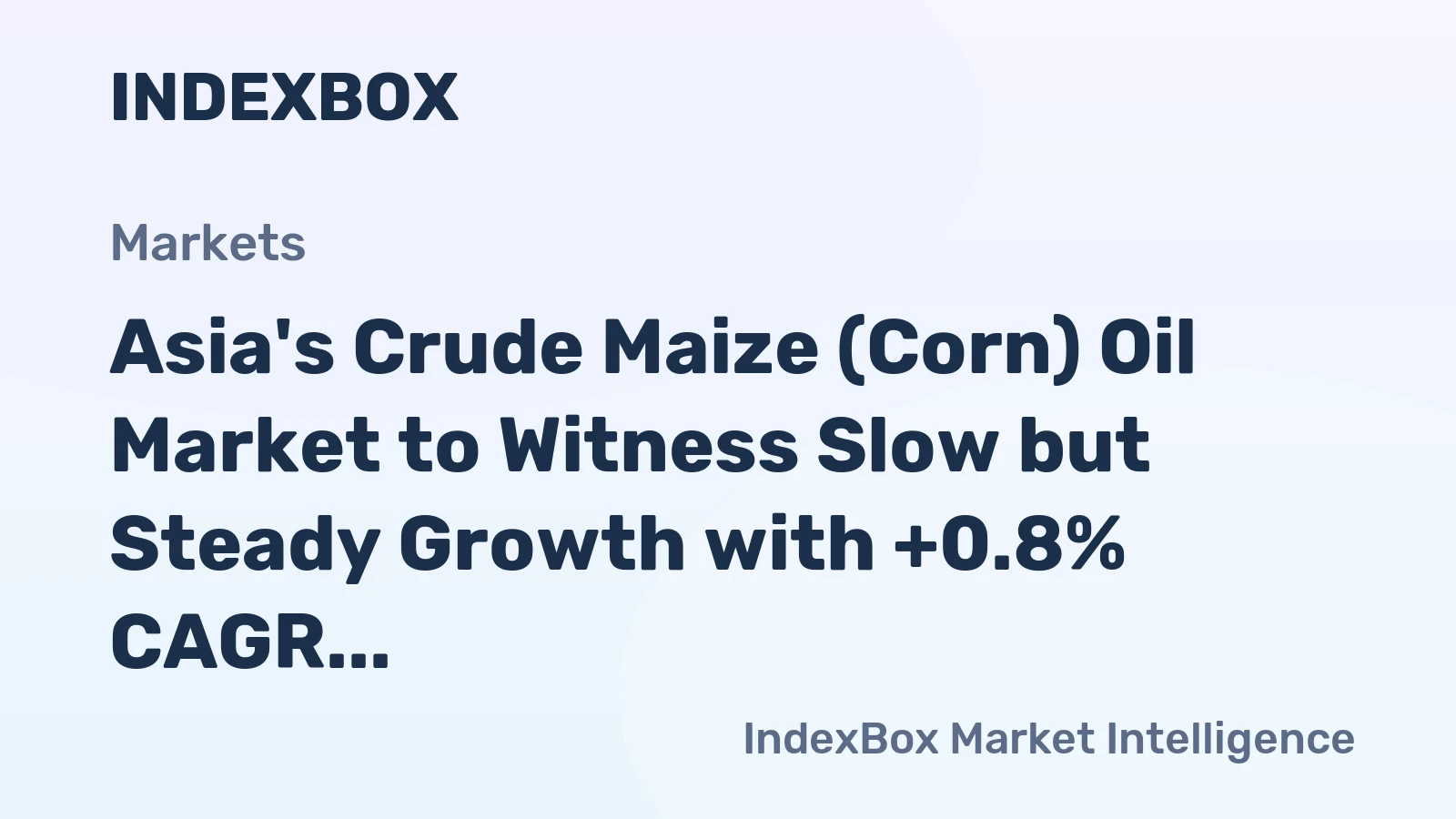 Asia's Crude Maize (Corn) Oil Market to Witness Slow but Steady Growth with +0.8% CAGR in Volume and +2.0% CAGR in Value from 2024 to 2035