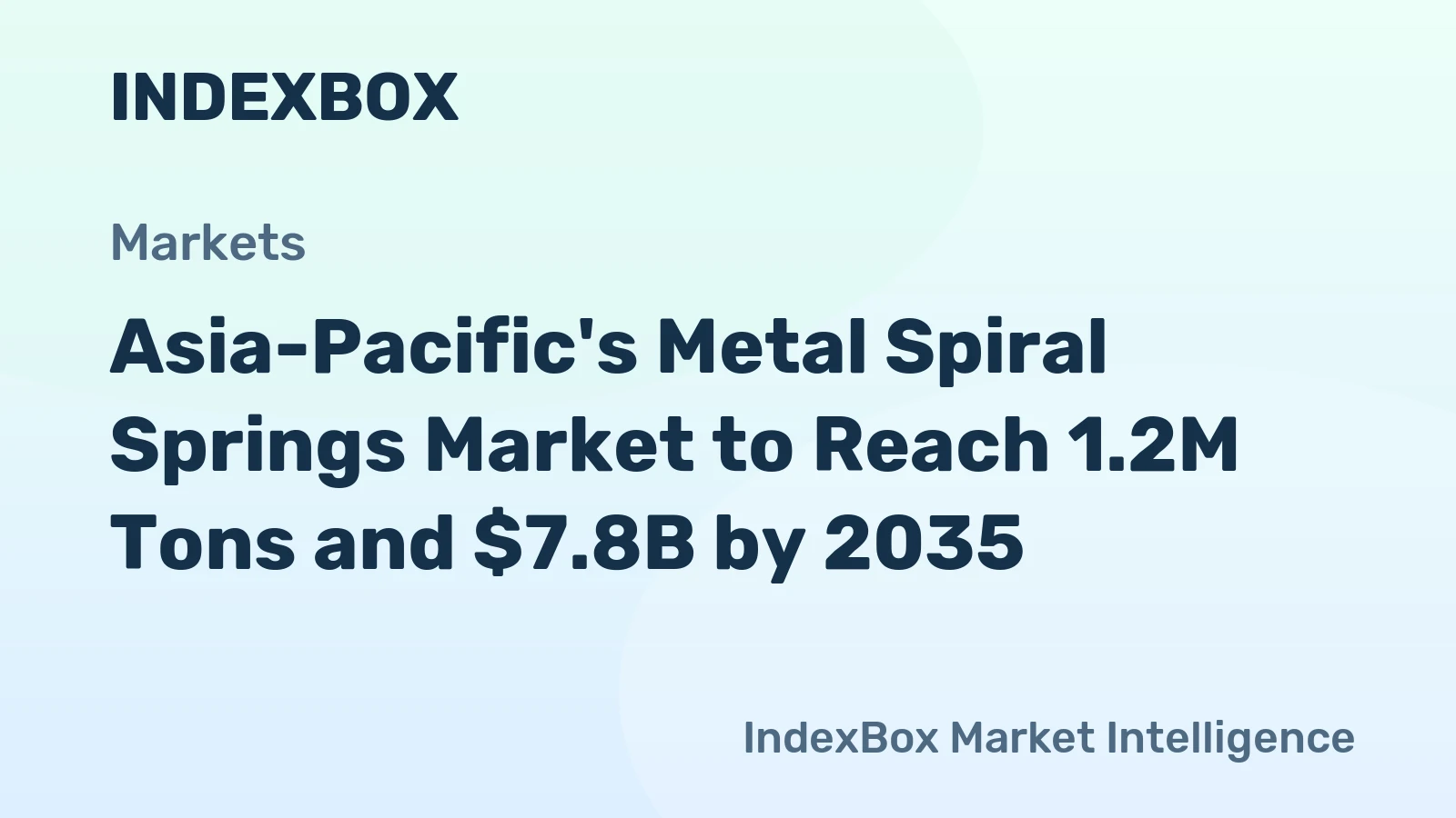 Asia-Pacific's Metal Spiral Springs Market to Reach 1.2M Tons and $7.8B by 2035