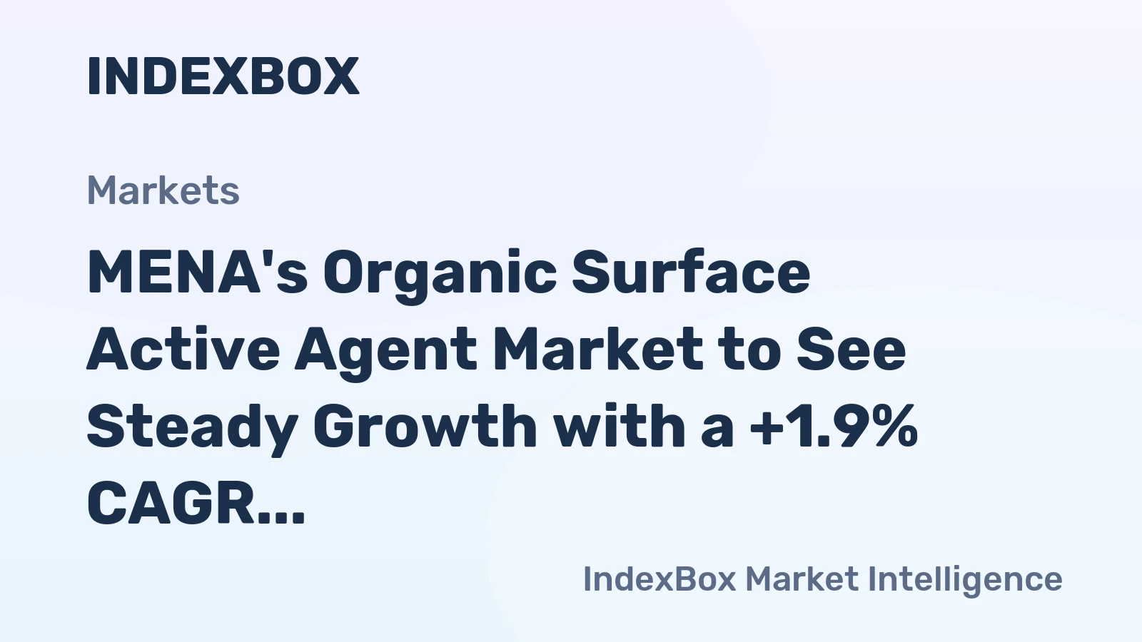 MENA's Organic Surface Active Agent Market to See Steady Growth with a +1.9% CAGR in Value