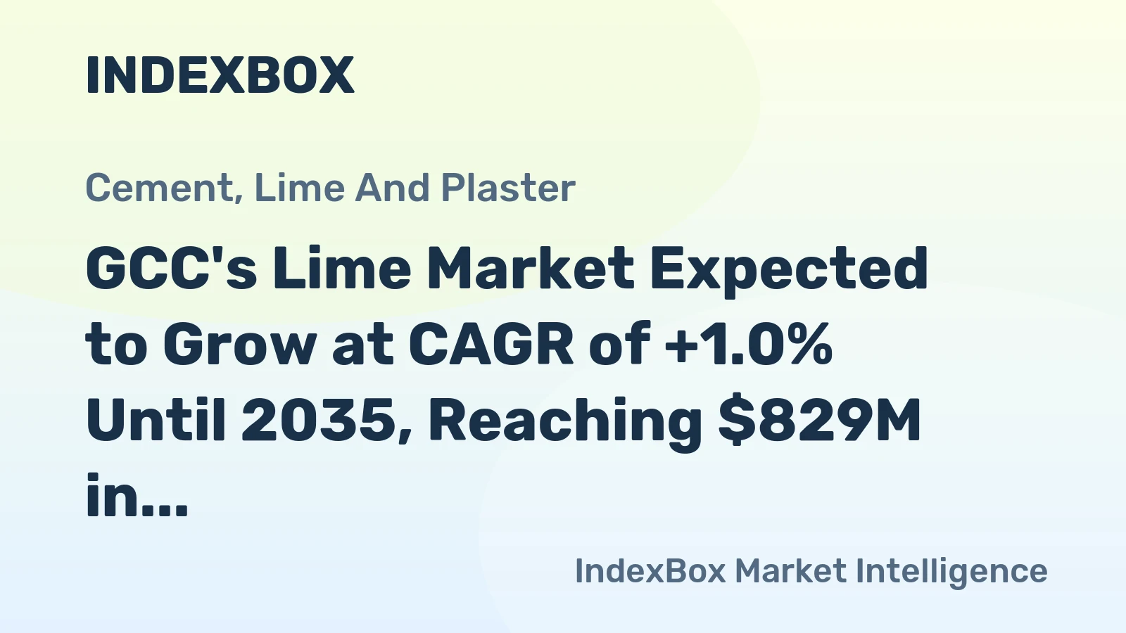 GCC's Lime Market Expected to Grow at CAGR of +1.0% Until 2035, Reaching $829M in Value