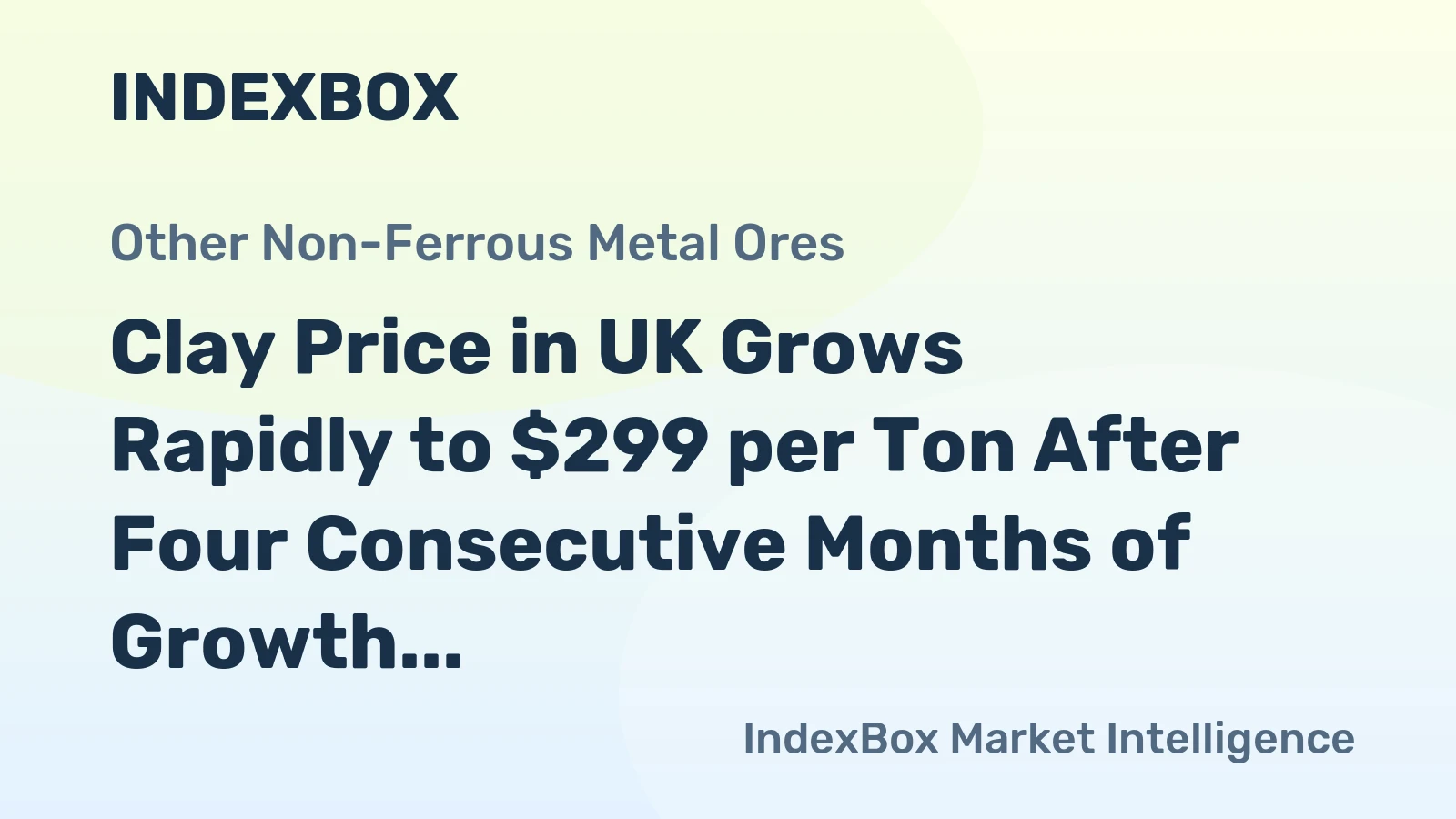 Clay Price in UK Grows Rapidly to $299 per Ton After Four Consecutive Months of Growth