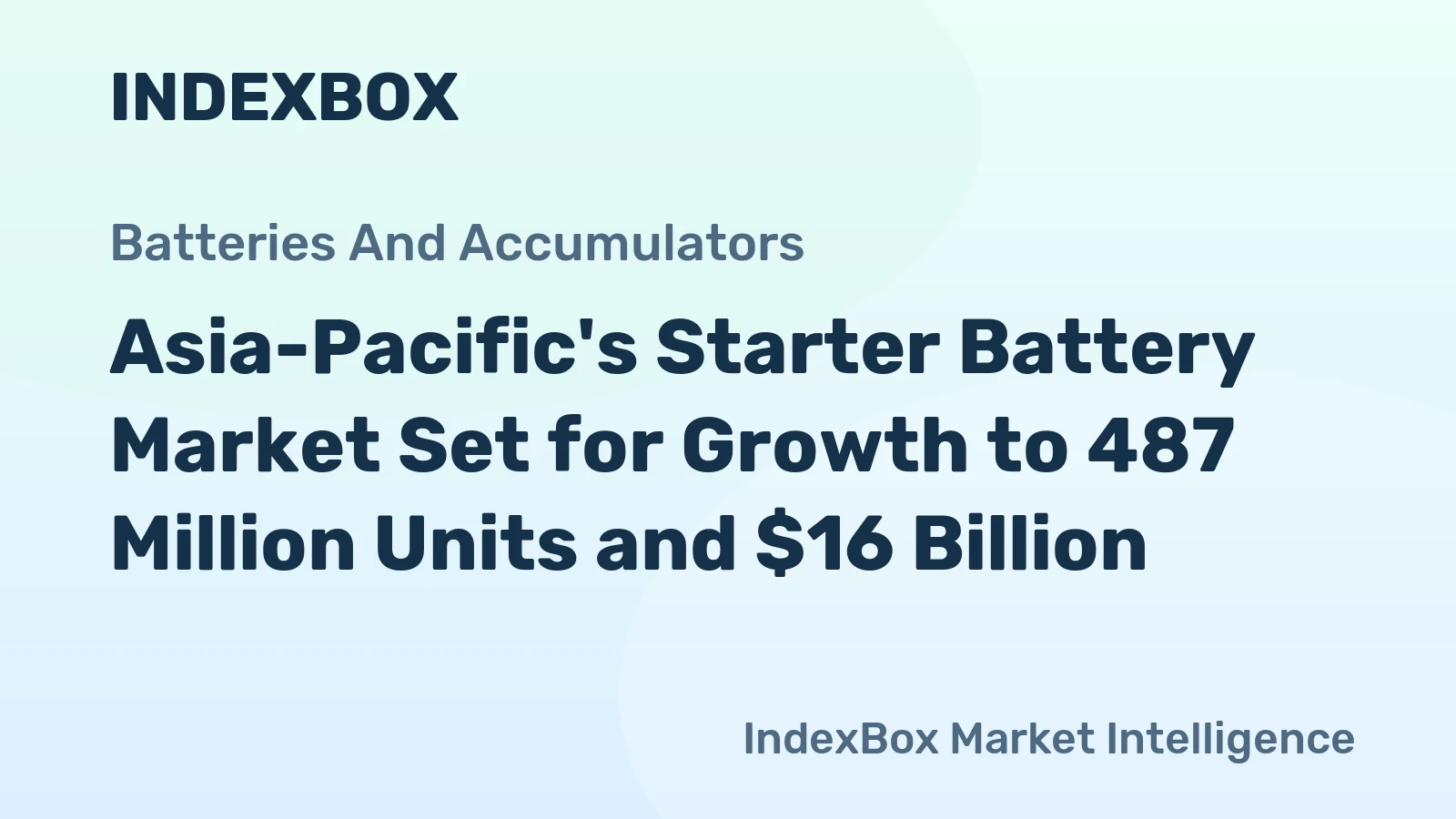 Asia-Pacific's Starter Battery Market Set for Growth to 487 Million Units and $16 Billion