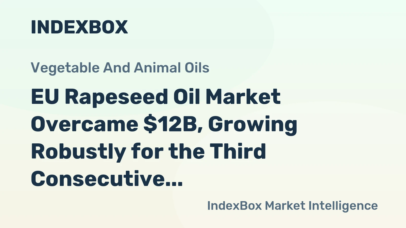 EU Rapeseed Oil Market Overcame $12B, Growing Robustly for the Third Consecutive Year