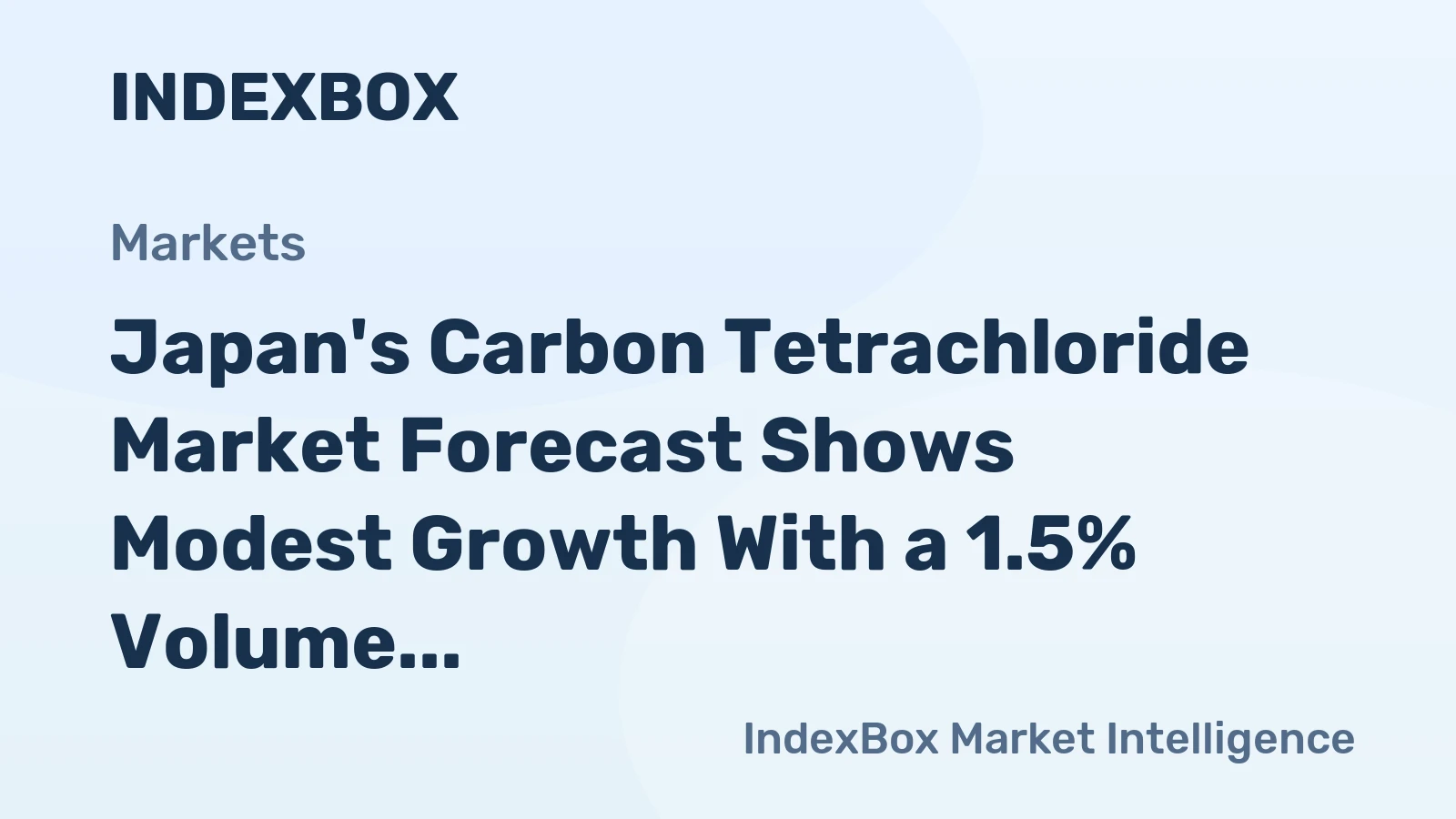 Japan's Carbon Tetrachloride Market Forecast Shows Modest Growth With a 1.5% Volume CAGR