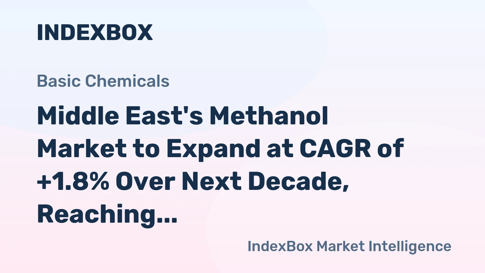 Middle East's Methanol Market to Expand at CAGR of +1.8% Over Next Decade, Reaching $2.8B by 2035