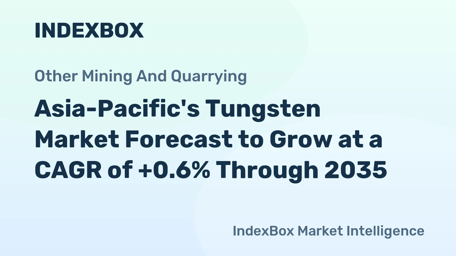Asia-Pacific's Tungsten Market Forecast to Grow at a CAGR of +0.6% Through 2035