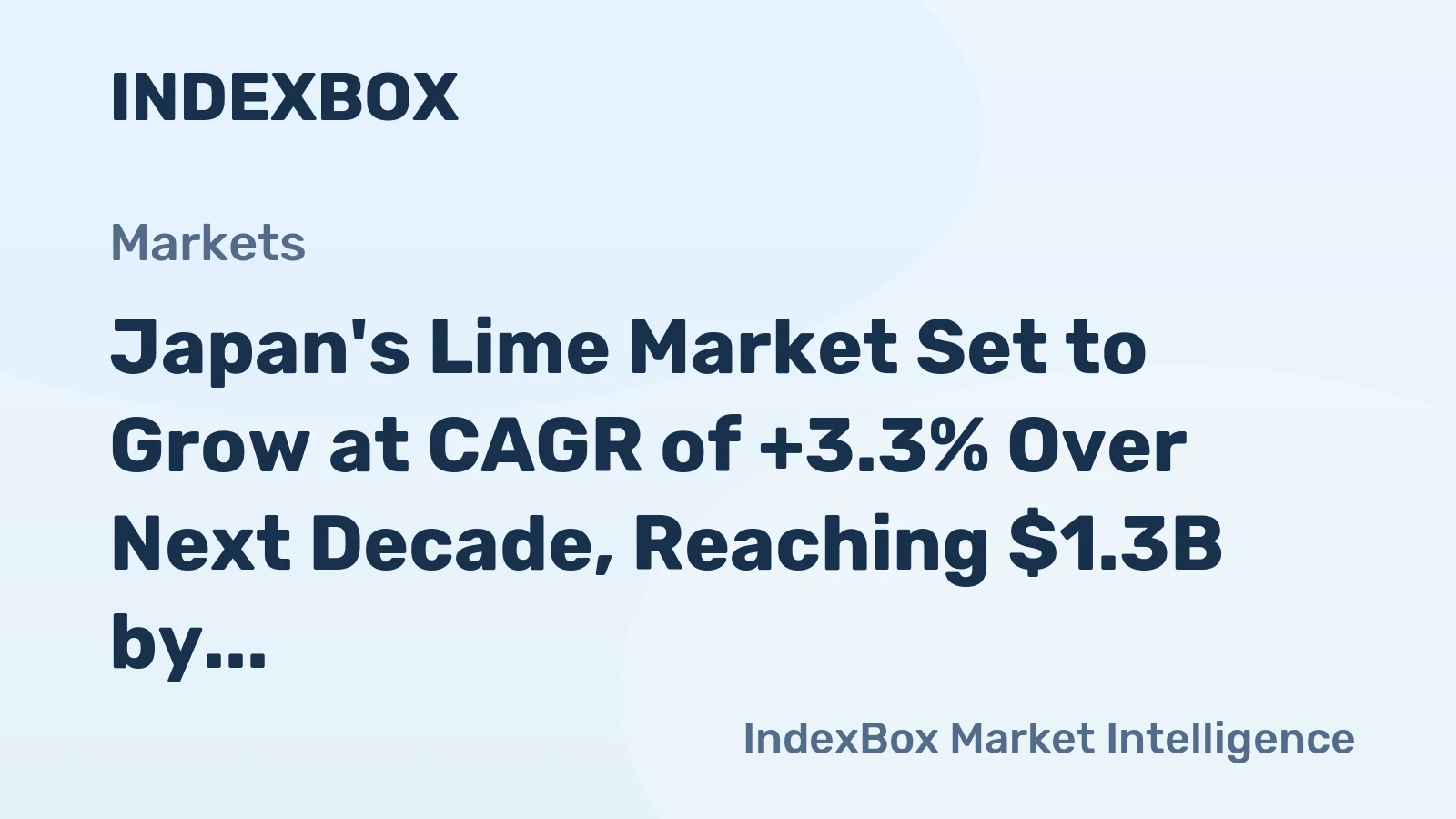 Japan's Lime Market Set to Grow at CAGR of +3.3% Over Next Decade, Reaching $1.3B by 2035