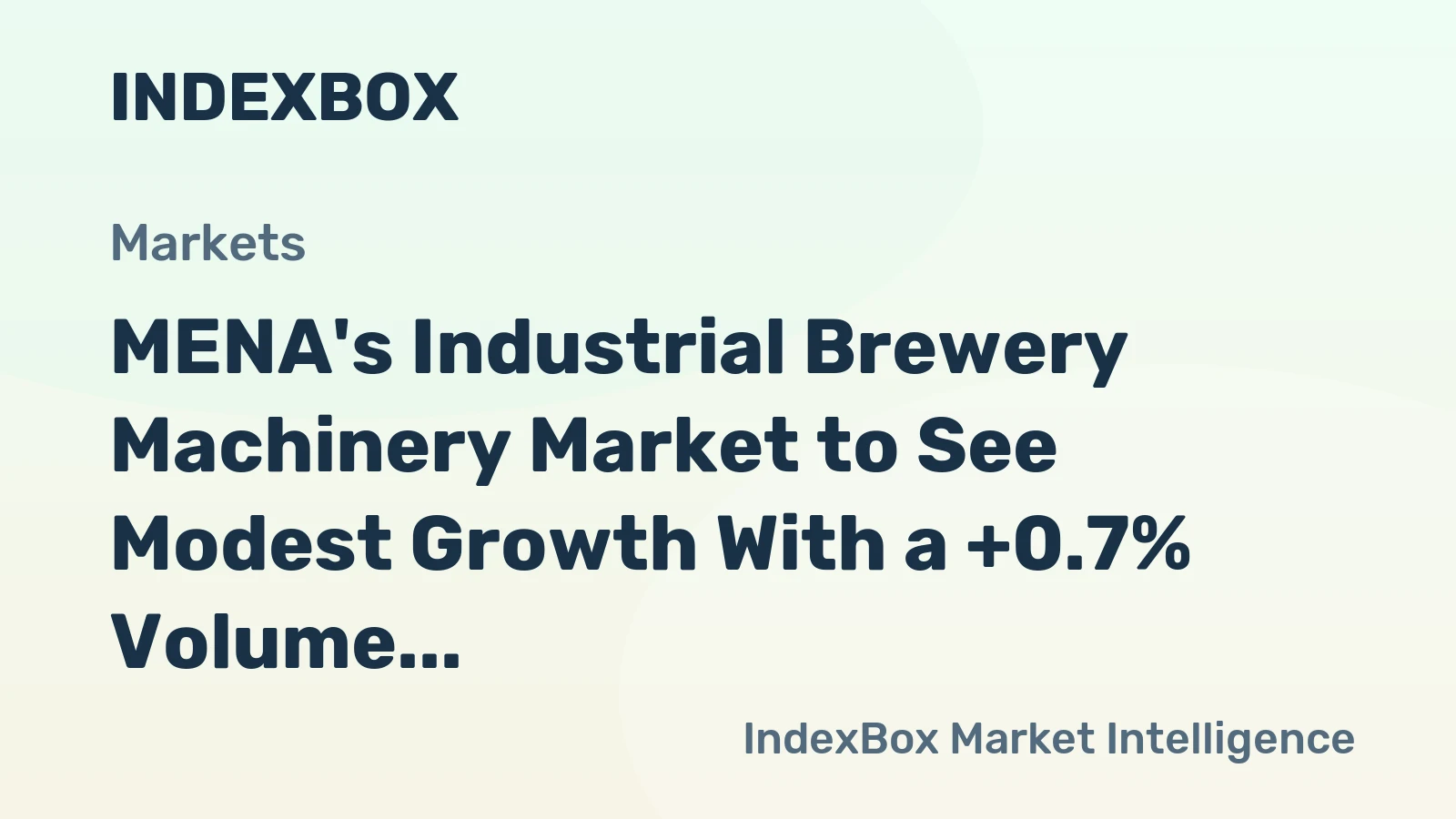 MENA's Industrial Brewery Machinery Market to See Modest Growth With a +0.7% Volume CAGR Through 2035