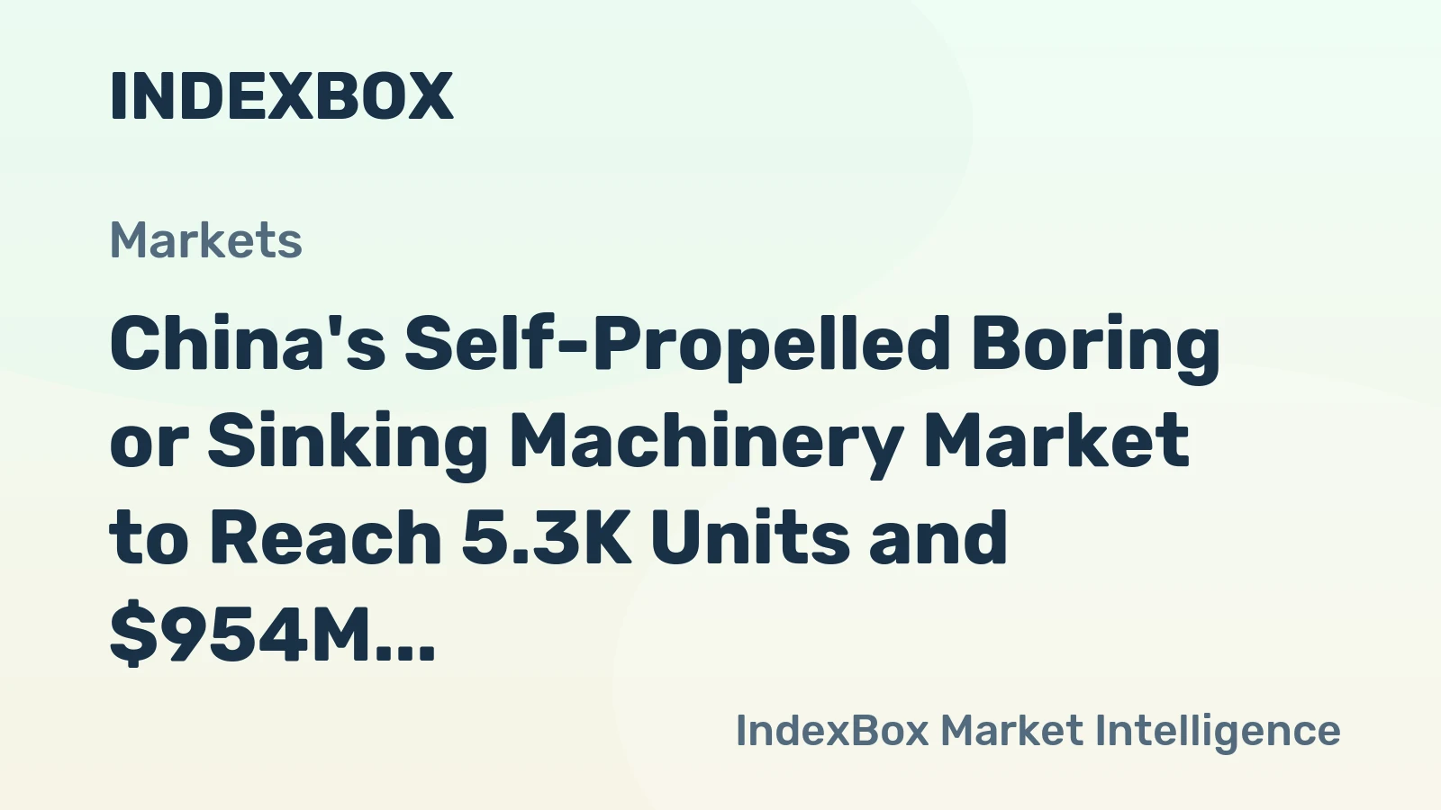 China's Self-Propelled Boring or Sinking Machinery Market to Reach 5.3K Units and $954M Value by 2035