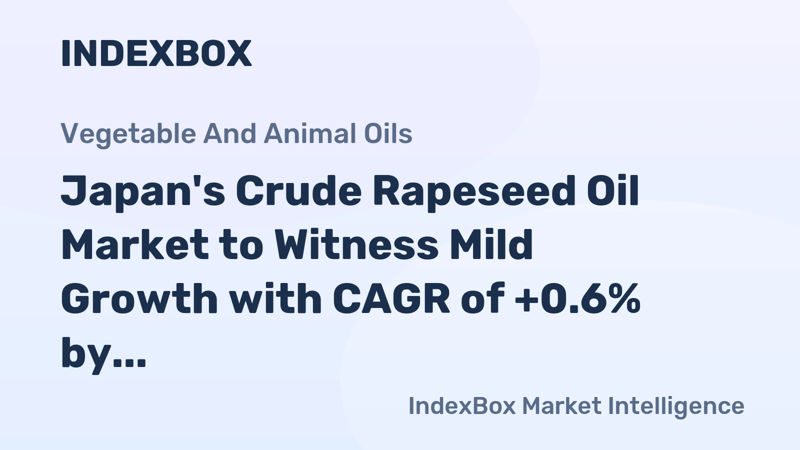 Japan's Crude Rapeseed Oil Market to Witness Mild Growth with CAGR of +0.6% by 2035