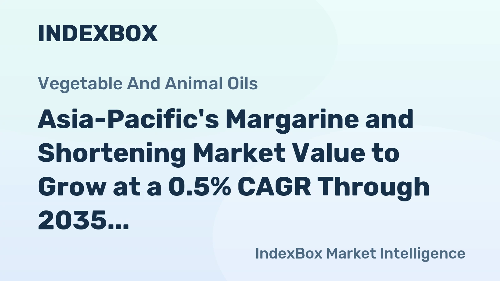 Asia-Pacific's Margarine and Shortening Market Value to Grow at a 0.5% CAGR Through 2035