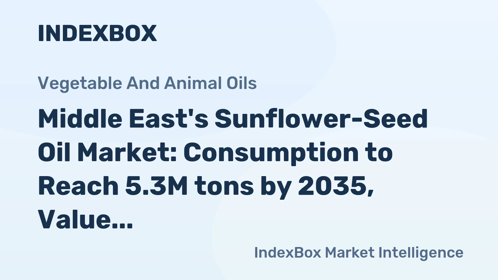 Middle East's Sunflower-Seed Oil Market: Consumption to Reach 5.3M tons by 2035, Value Expected at $18.2B