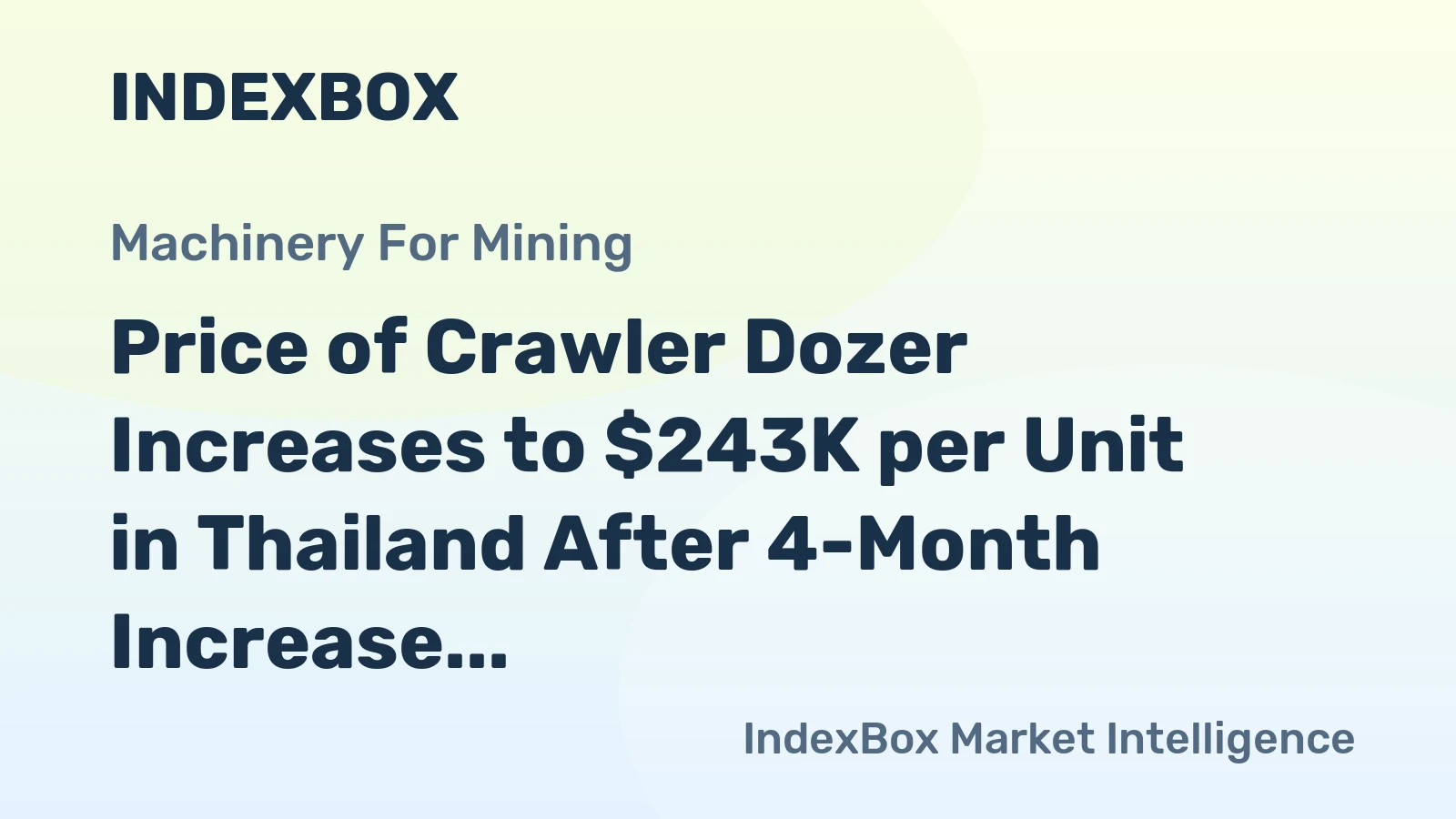 Price of Crawler Dozer Increases to $243K per Unit in Thailand After 4-Month Increase