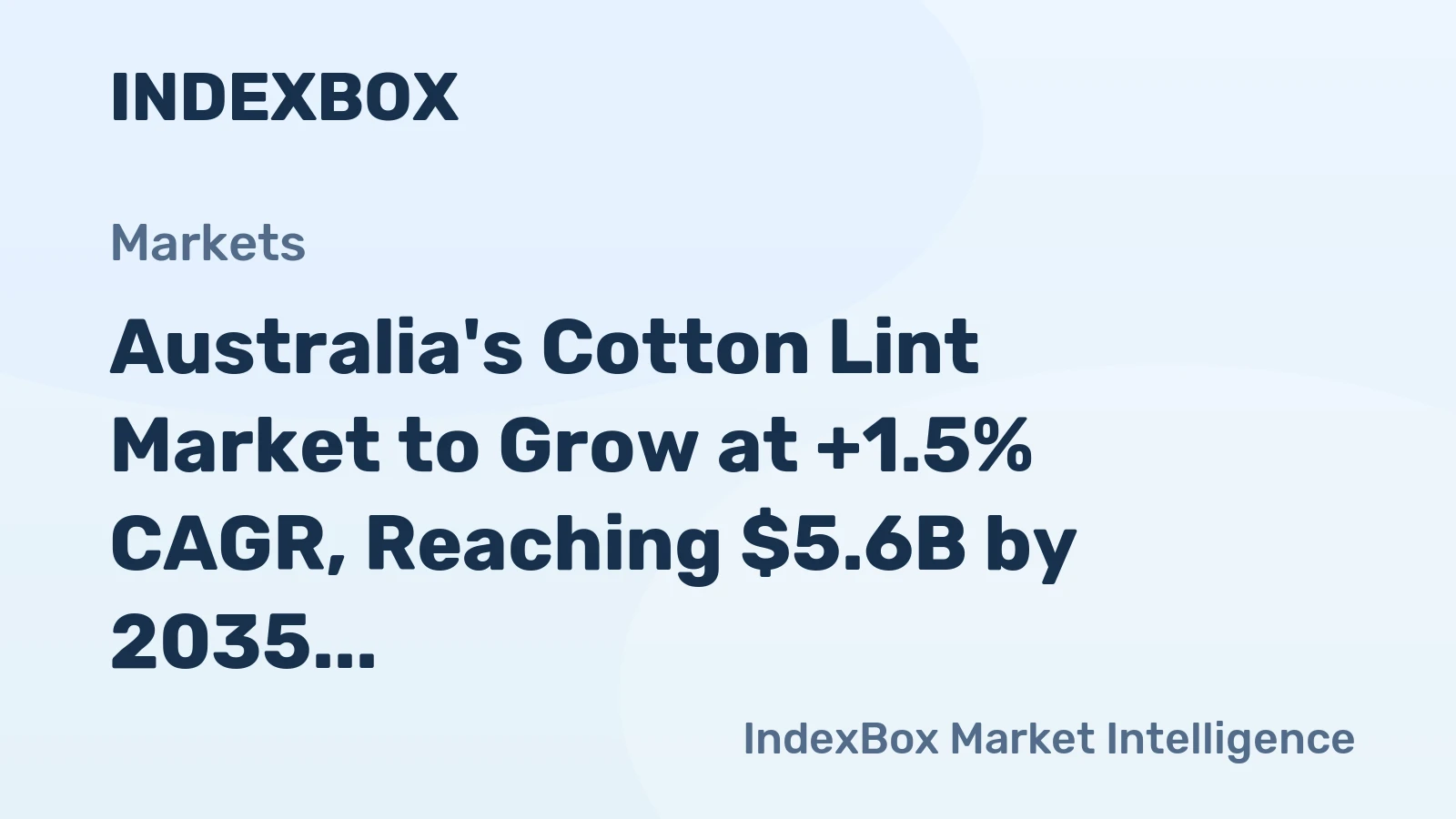 Australia's Cotton Lint Market to Grow at +1.5% CAGR, Reaching $5.6B by 2035