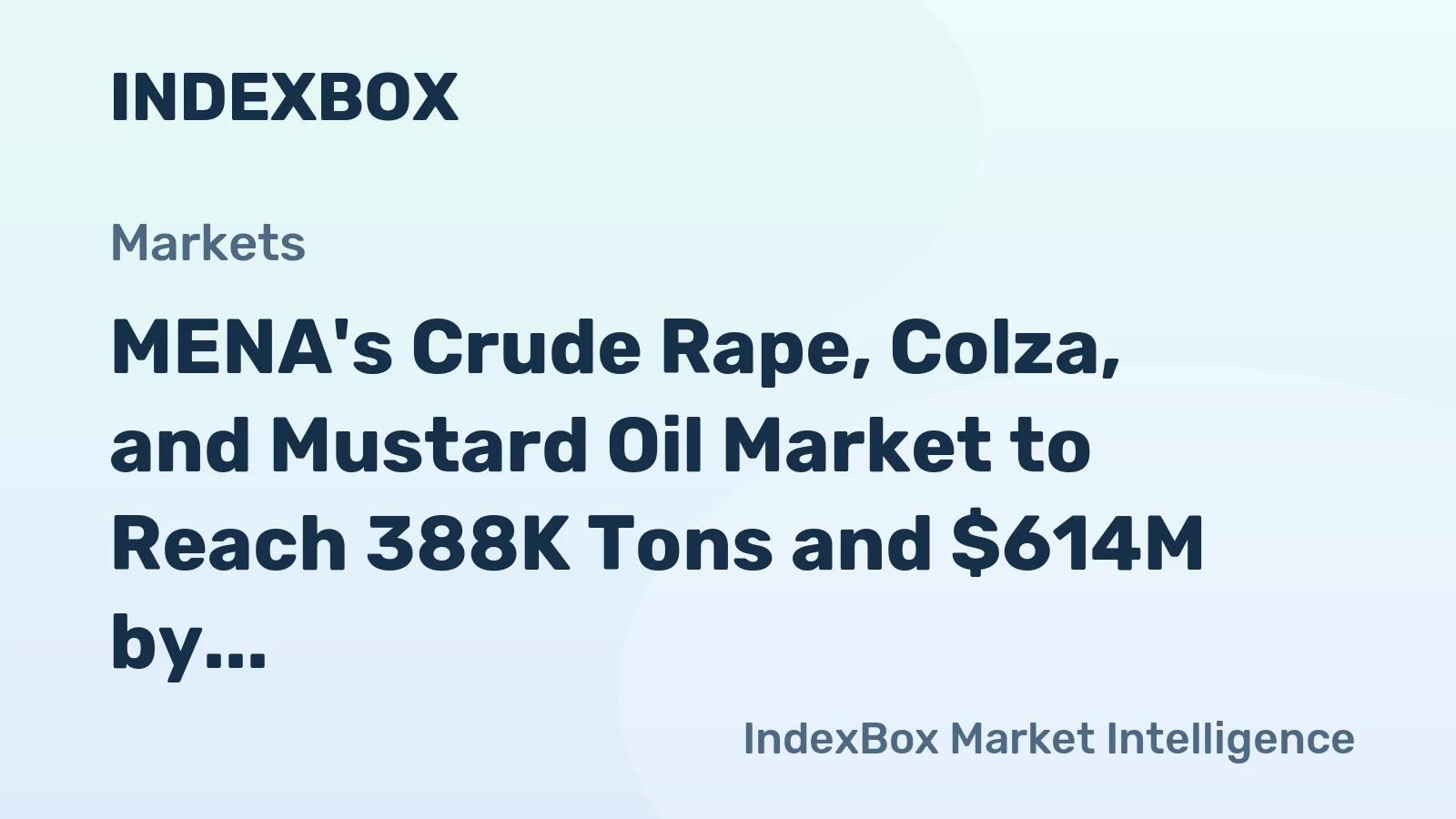 MENA's Crude Rape, Colza, and Mustard Oil Market to Reach 388K Tons and $614M by 2035