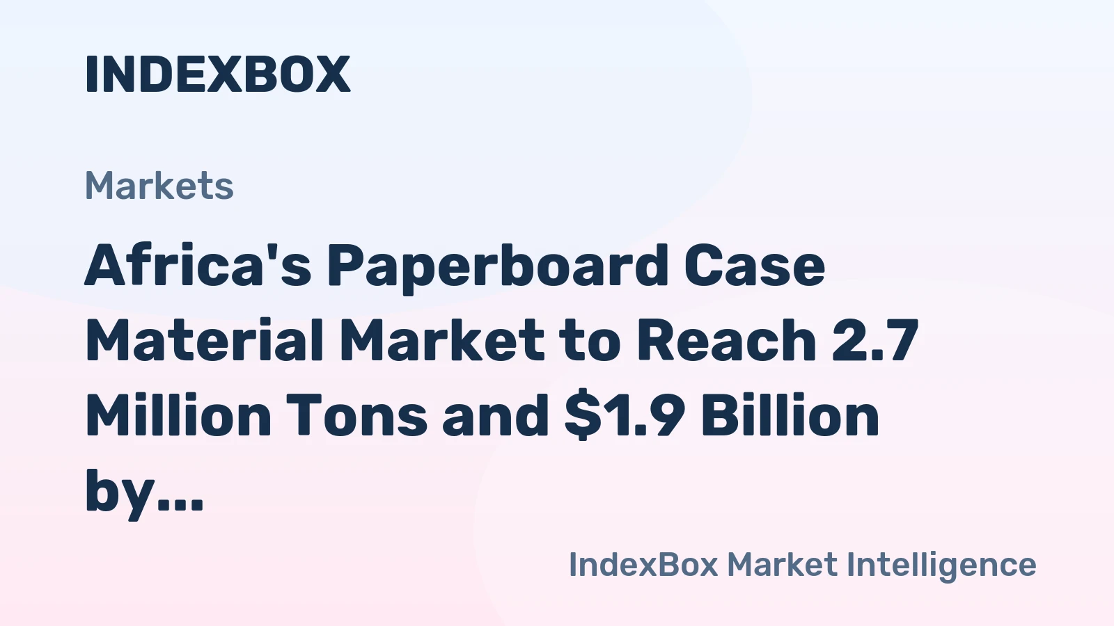 Africa's Paperboard Case Material Market to Reach 2.7 Million Tons and $1.9 Billion by 2035