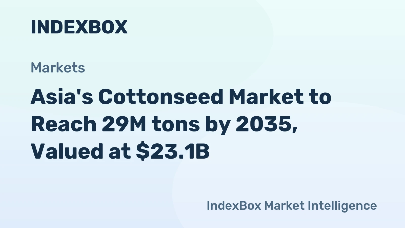 Asia's Cottonseed Market to Reach 29M tons by 2035, Valued at $23.1B