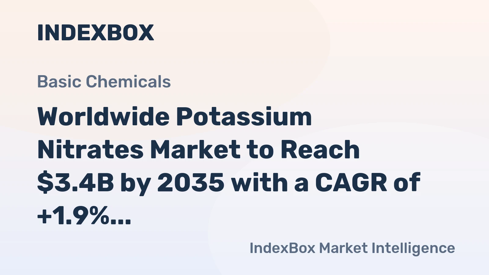 Worldwide Potassium Nitrates Market to Reach $3.4B by 2035 with a CAGR of +1.9%