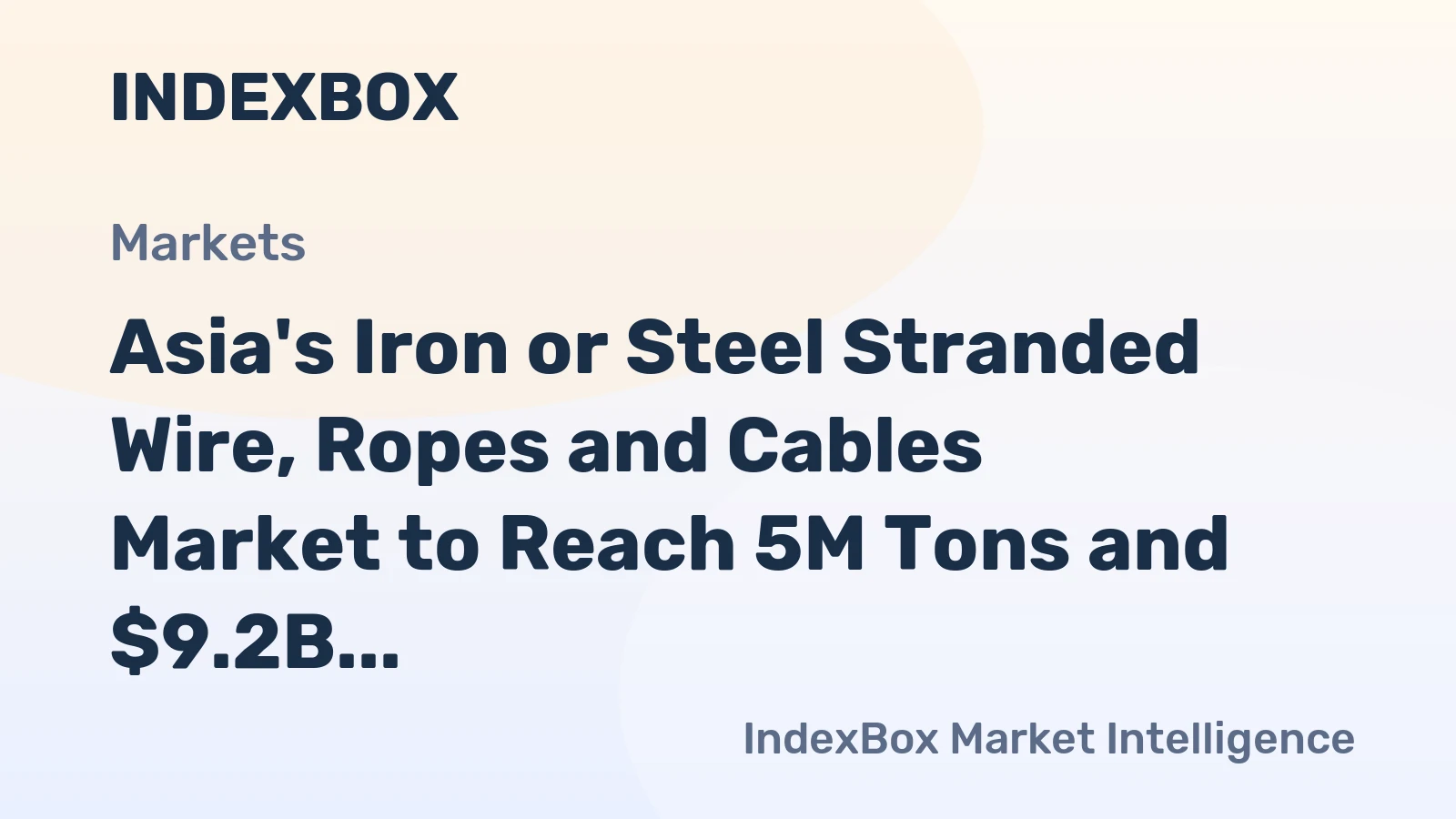 Asia's Iron or Steel Stranded Wire, Ropes and Cables Market to Reach 5M Tons and $9.2B by 2035, Driven by Increasing Demand