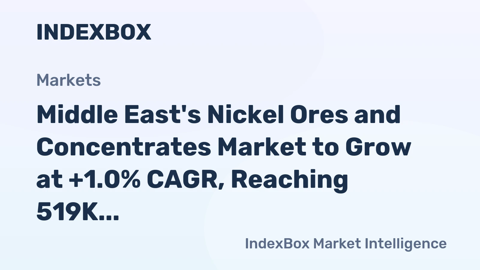 Middle East's Nickel Ores and Concentrates Market to Grow at +1.0% CAGR, Reaching 519K Tons by 2035