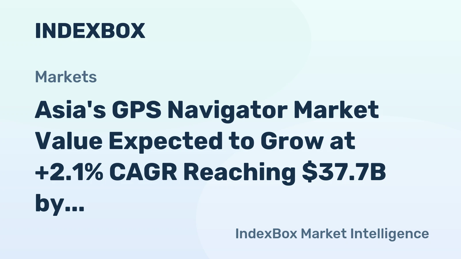 Asia's GPS Navigator Market Value Expected to Grow at +2.1% CAGR Reaching $37.7B by 2035