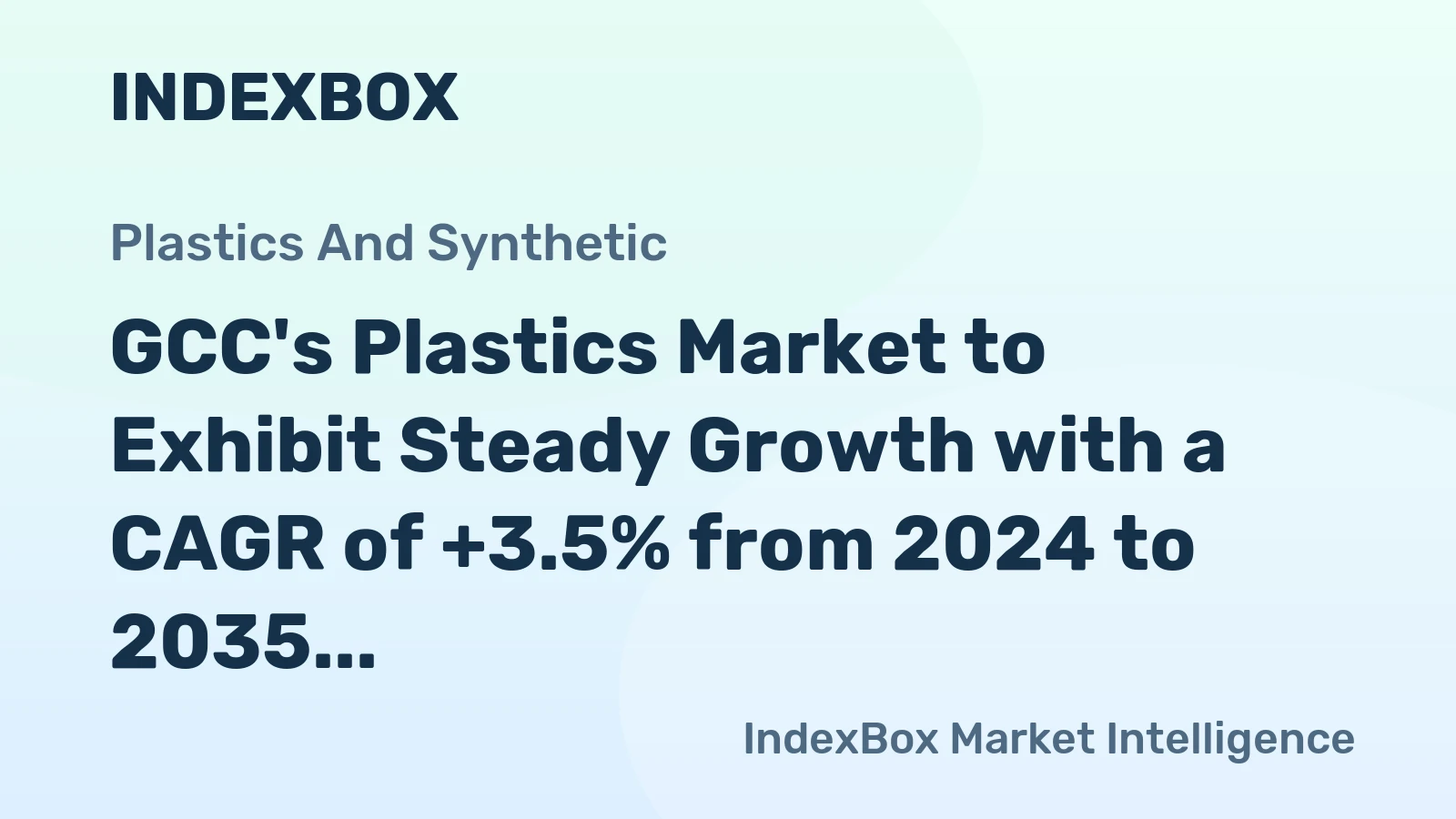 GCC's Plastics Market to Exhibit Steady Growth with a CAGR of +3.5% from 2024 to 2035