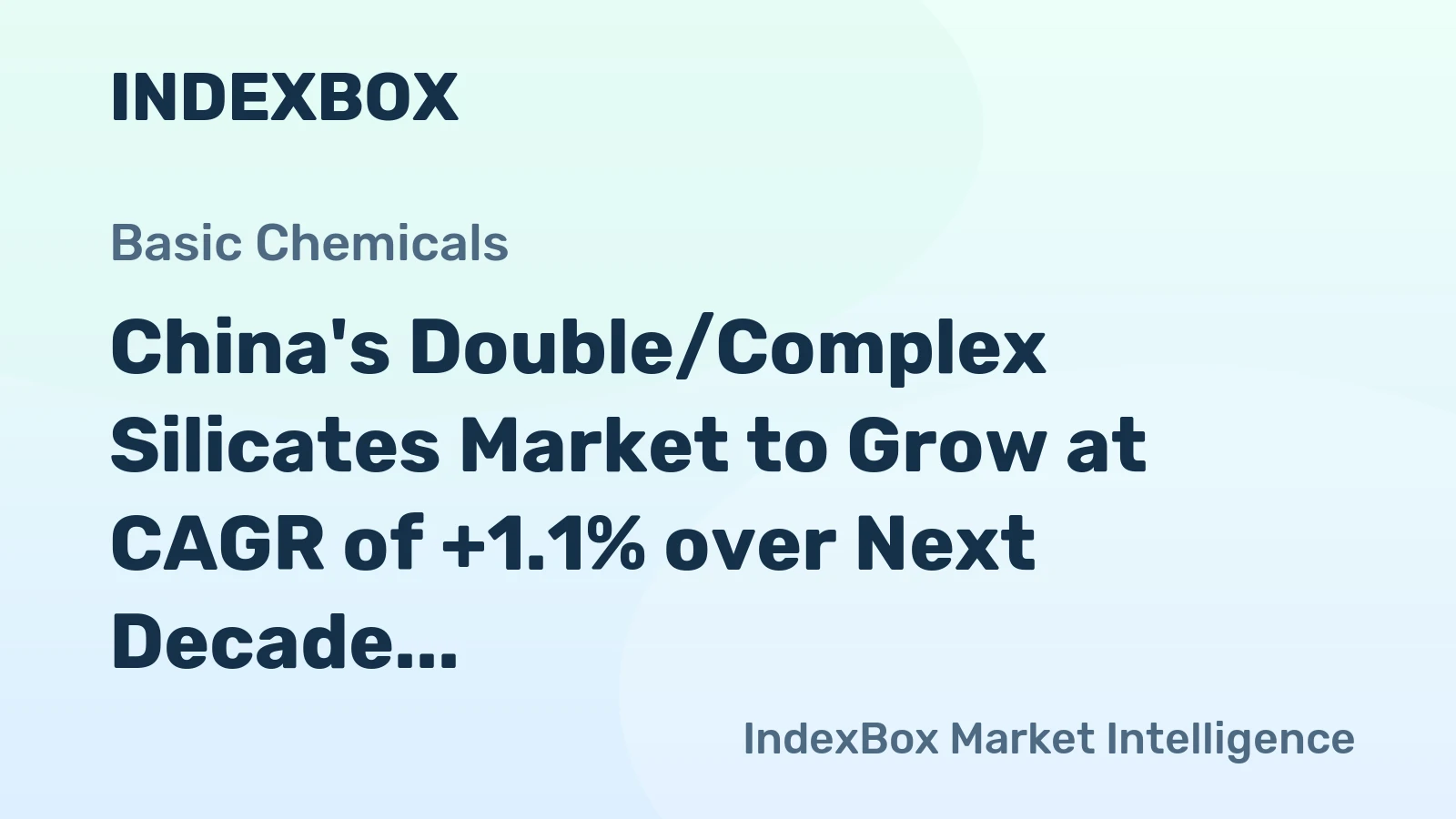 China's Double/Complex Silicates Market to Grow at CAGR of +1.1% over Next Decade