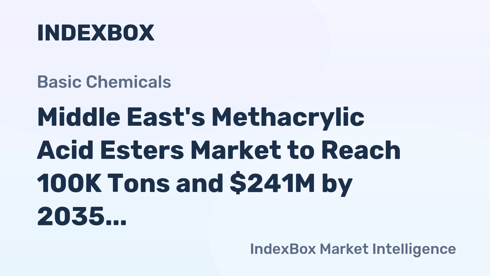 Middle East's Methacrylic Acid Esters Market to Reach 100K Tons and $241M by 2035
