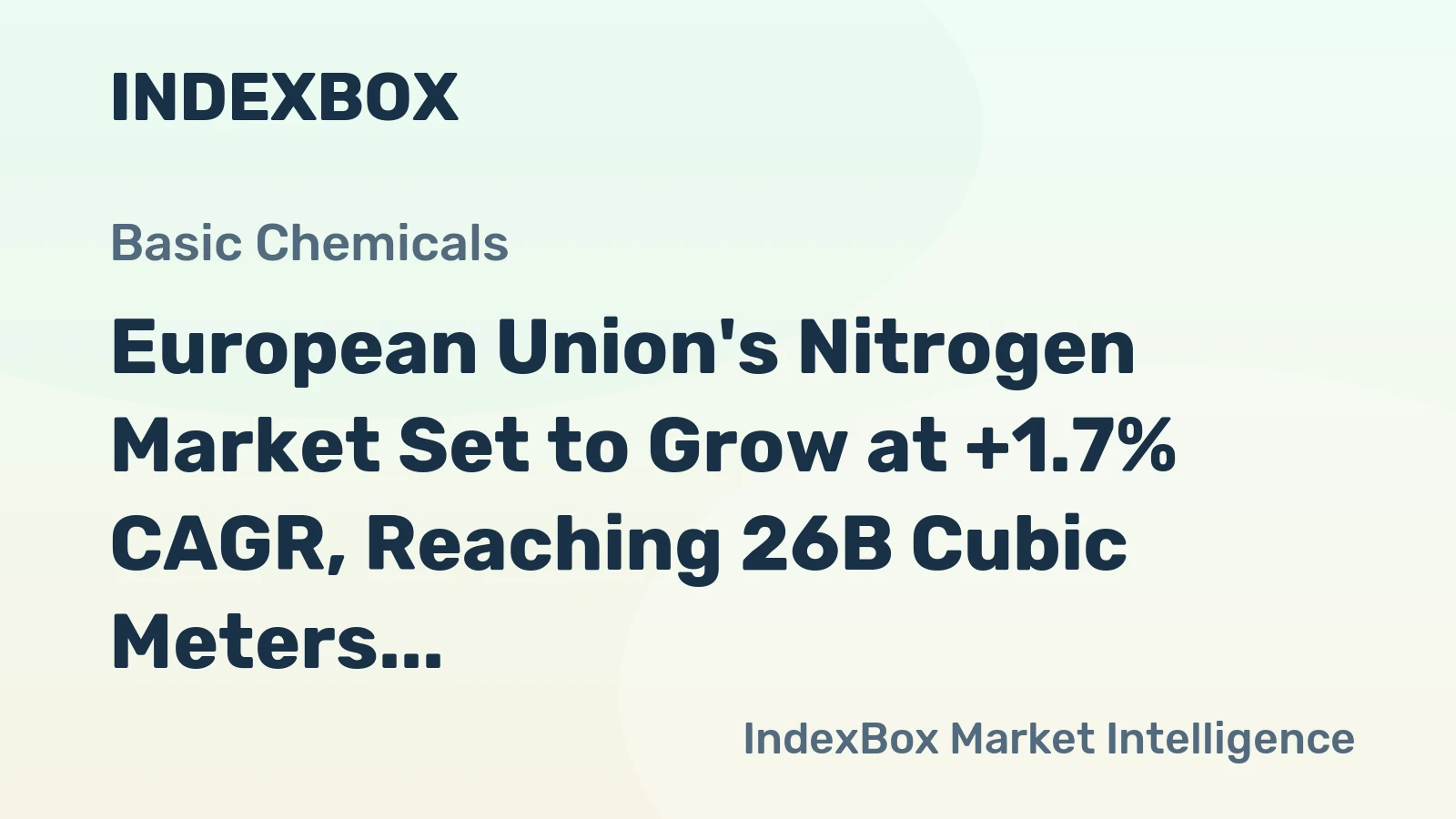 European Union's Nitrogen Market Set to Grow at +1.7% CAGR, Reaching 26B Cubic Meters in Volume and $4.4B in Value by 2035