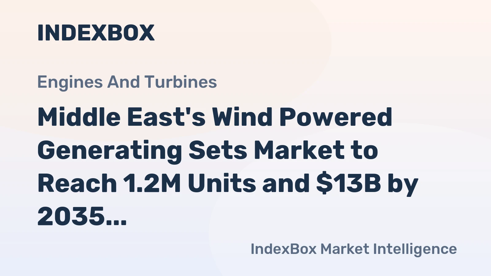 Middle East's Wind Powered Generating Sets Market to Reach 1.2M Units and $13B by 2035