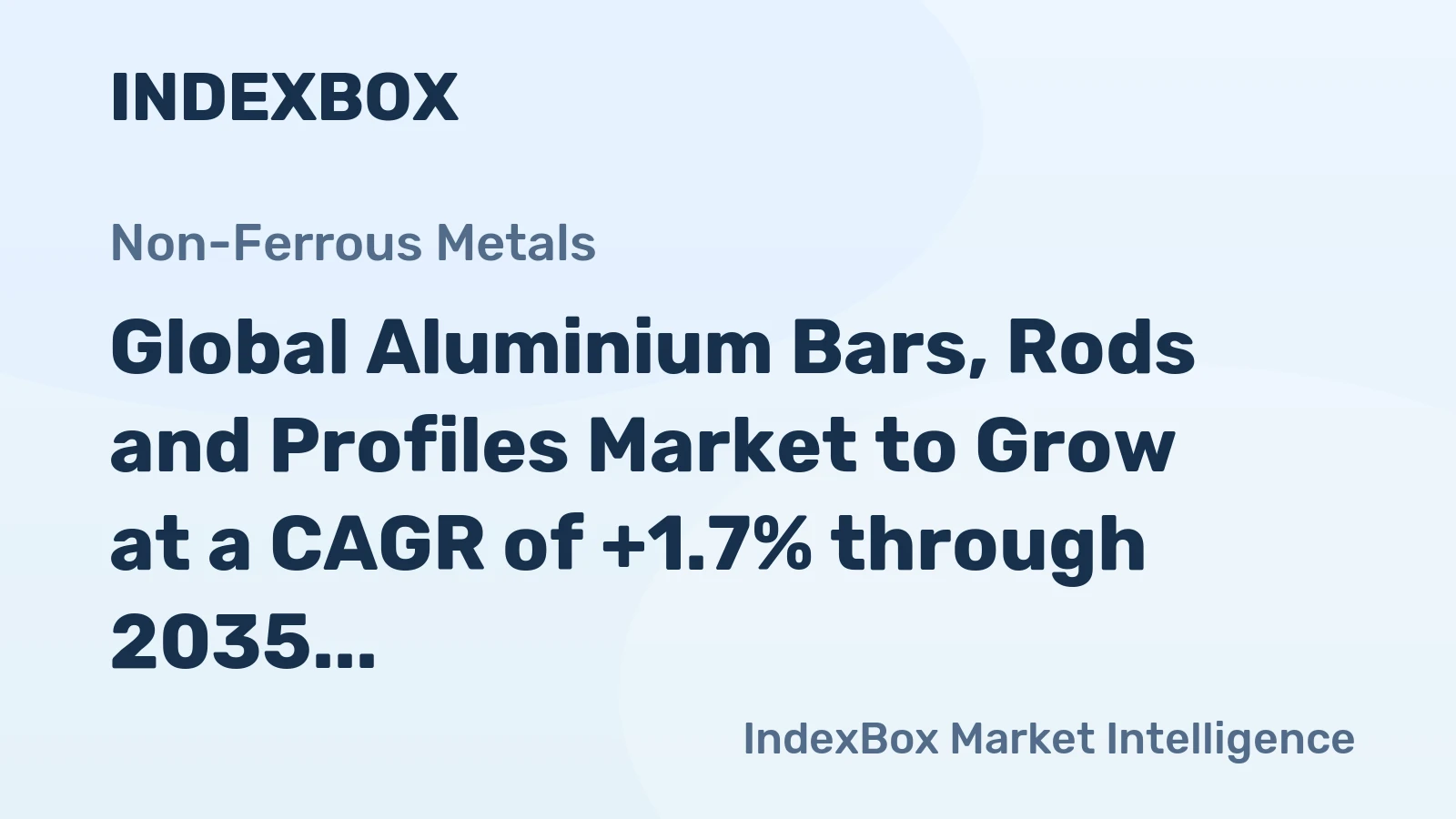 Global Aluminium Bars, Rods and Profiles Market to Grow at a CAGR of +1.7% through 2035, Reaching $169B