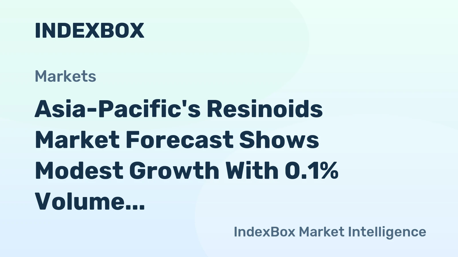 Asia-Pacific's Resinoids Market Forecast Shows Modest Growth With 0.1% Volume CAGR