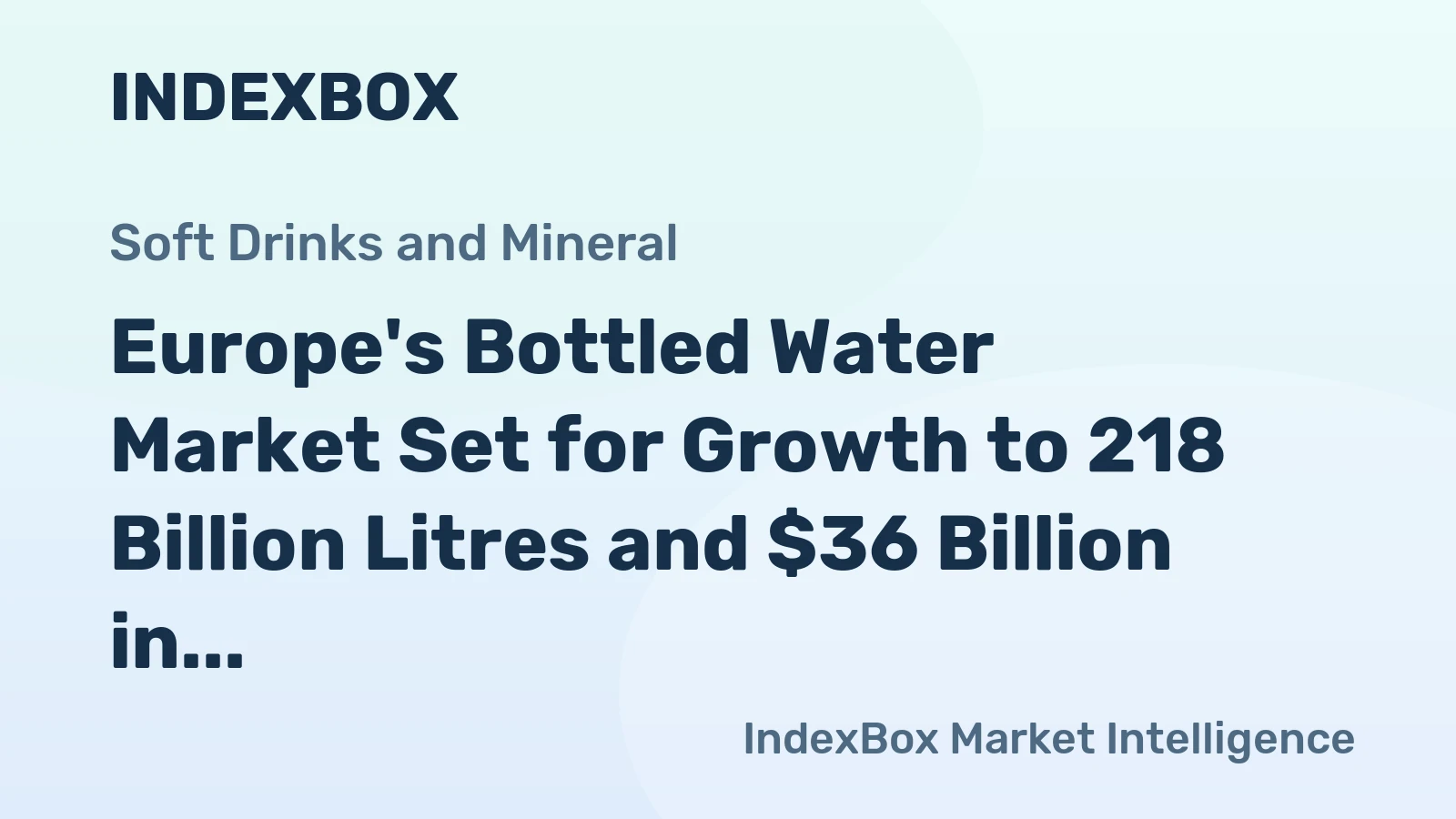 Europe's Bottled Water Market Set for Growth to 218 Billion Litres and $36 Billion in Value