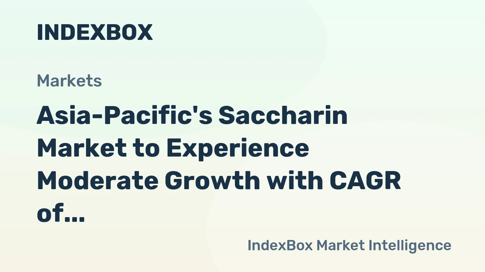 Asia-Pacific's Saccharin Market to Experience Moderate Growth with CAGR of +1.9% over the Next Decade