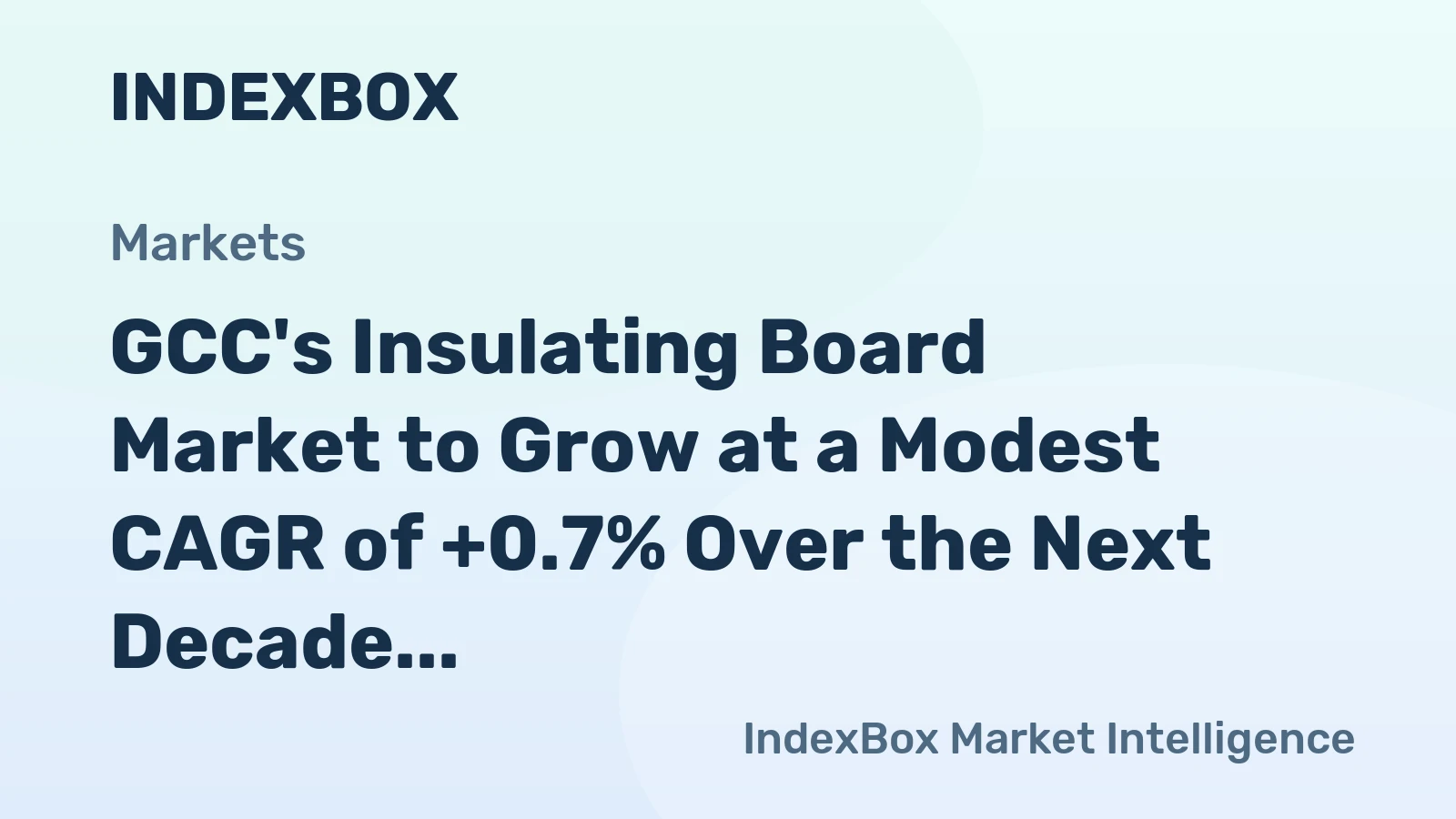 GCC's Insulating Board Market to Grow at a Modest CAGR of +0.7% Over the Next Decade