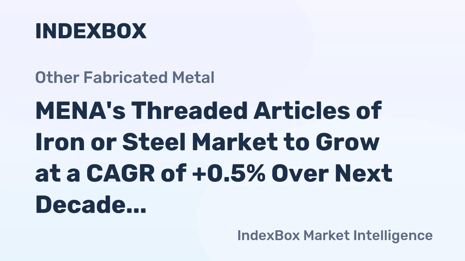 MENA's Threaded Articles of Iron or Steel Market to Grow at a CAGR of +0.5% Over Next Decade