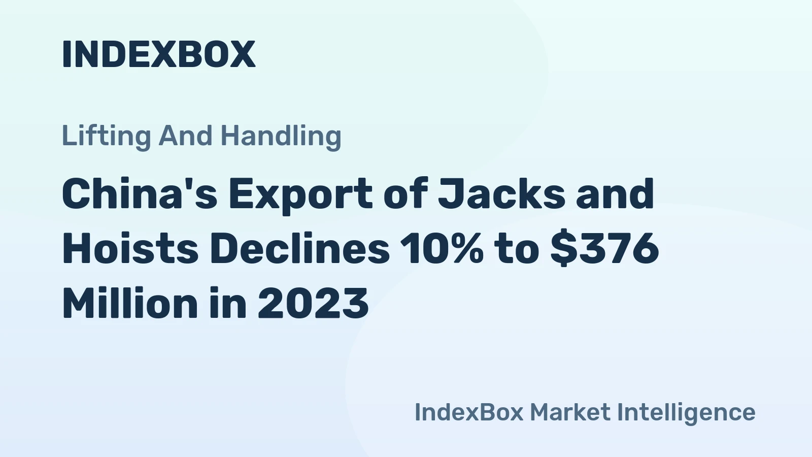 China's Export of Jacks and Hoists Declines 10% to $376 Million in 2023