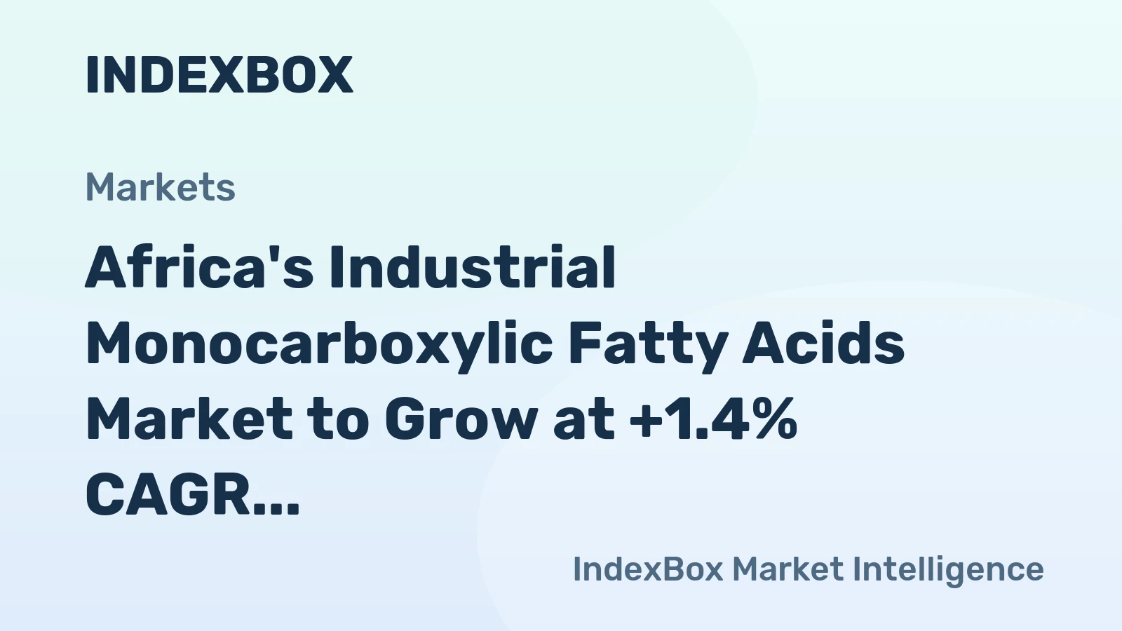 Africa's Industrial Monocarboxylic Fatty Acids Market to Grow at +1.4% CAGR over the Next Decade
