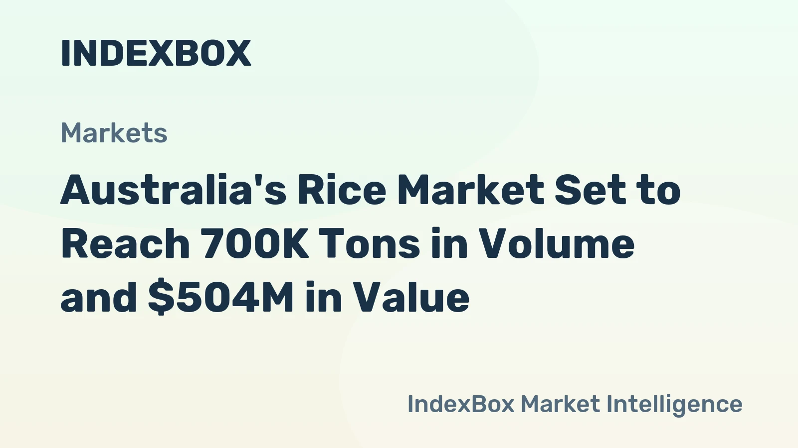 Australia's Rice Market Set to Reach 700K Tons in Volume and $504M in Value