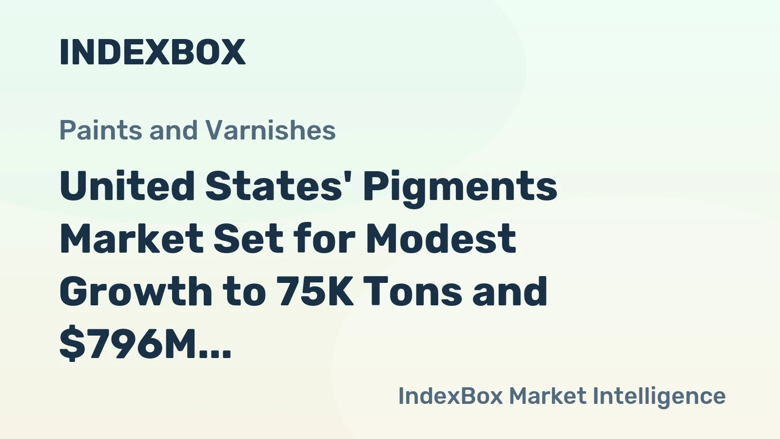 United States' Pigments Market Set for Modest Growth to 75K Tons and $796M in Value