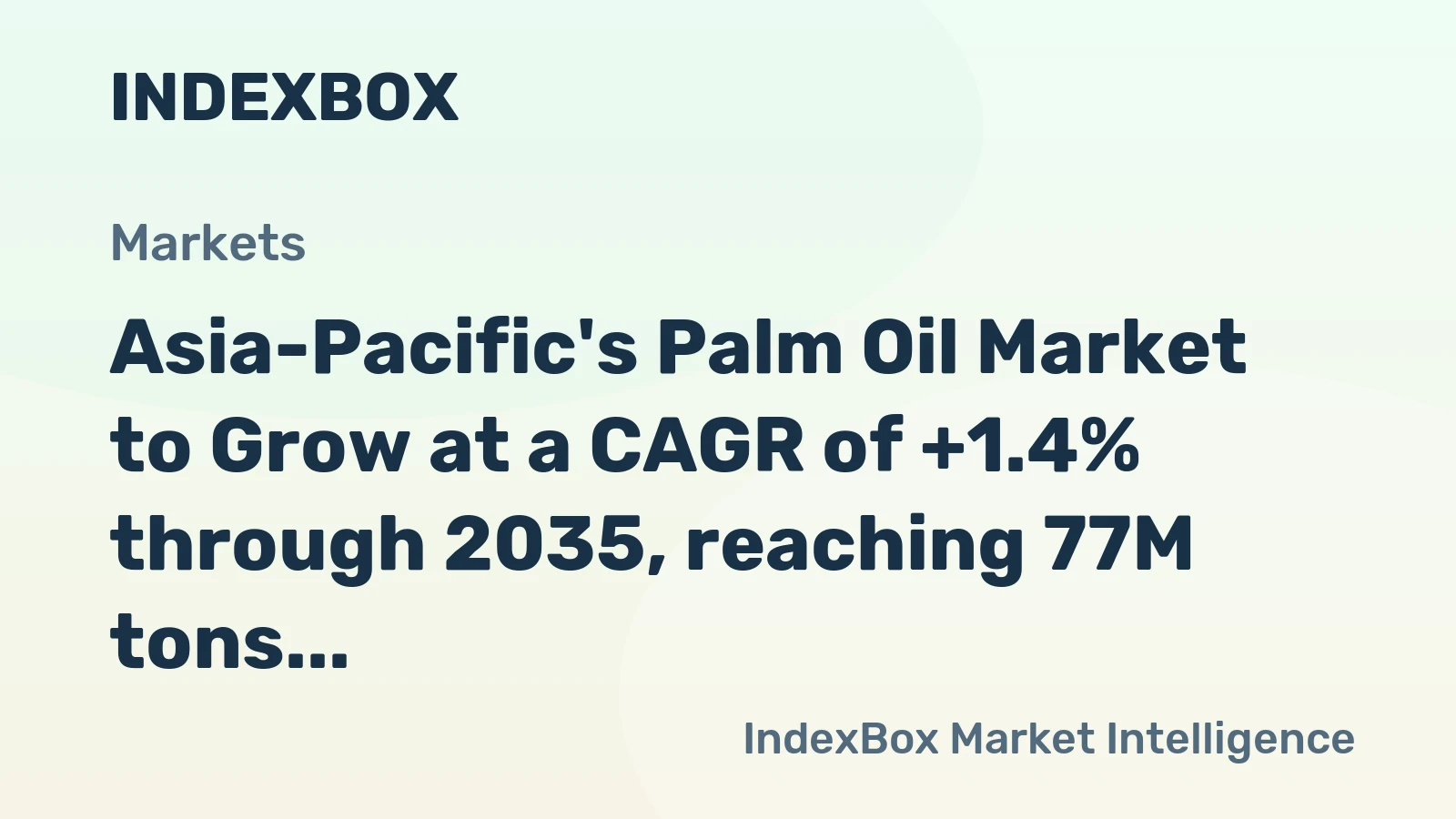 Asia-Pacific's Palm Oil Market to Grow at a CAGR of +1.4% through 2035, reaching 77M tons in consumption