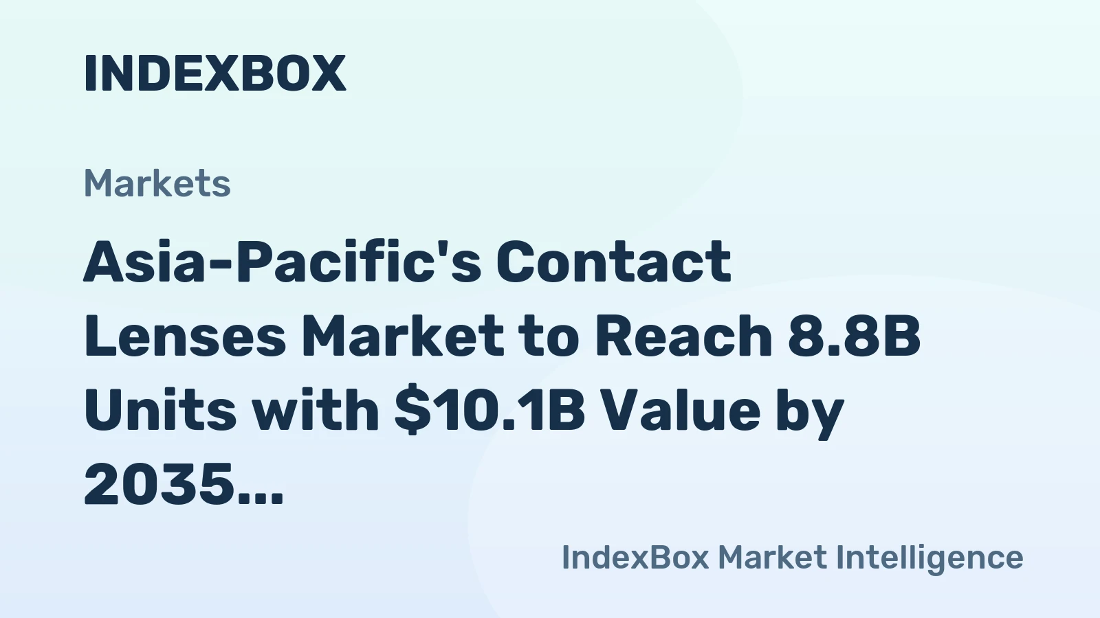 Asia-Pacific's Contact Lenses Market to Reach 8.8B Units with $10.1B Value by 2035