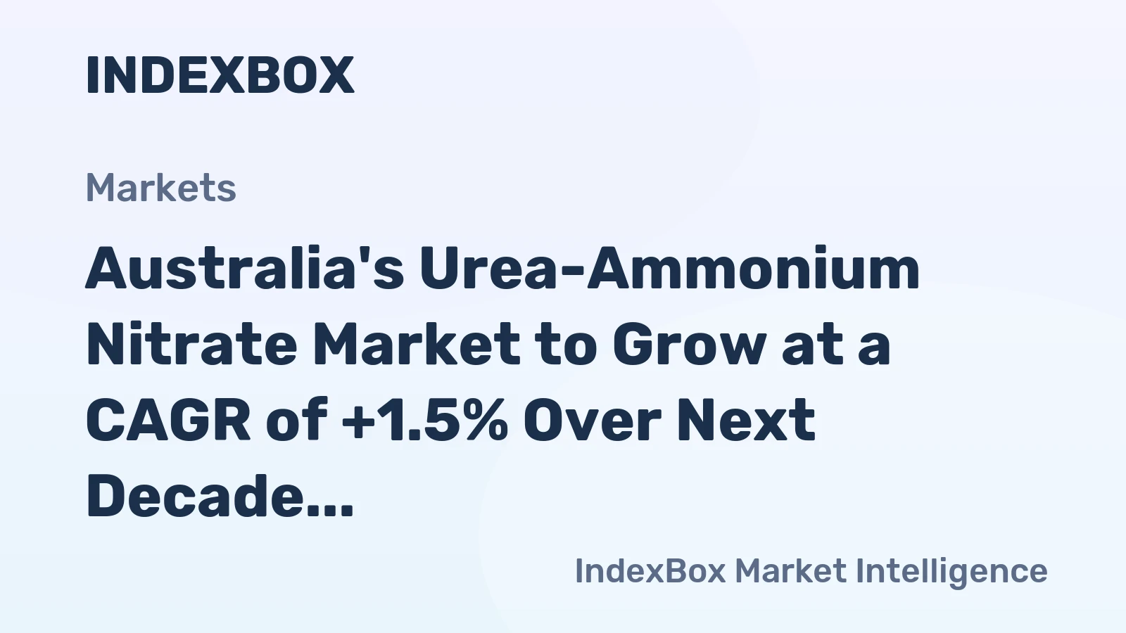 Australia's Urea-Ammonium Nitrate Market to Grow at a CAGR of +1.5% Over Next Decade