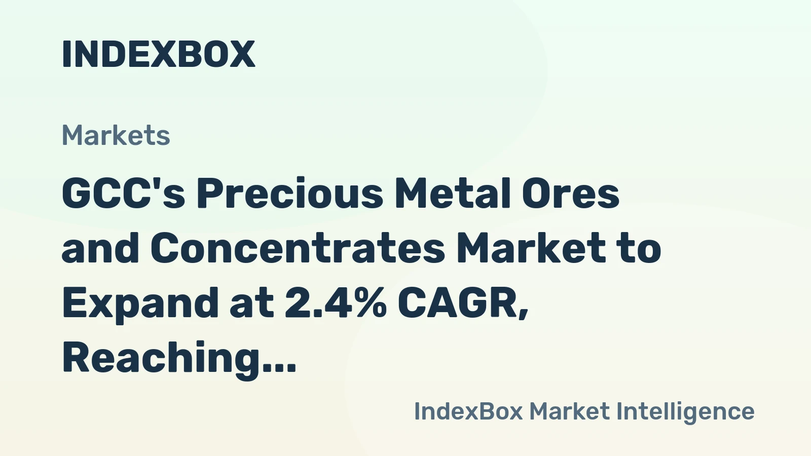 GCC's Precious Metal Ores and Concentrates Market to Expand at 2.4% CAGR, Reaching 333K Tons by 2035